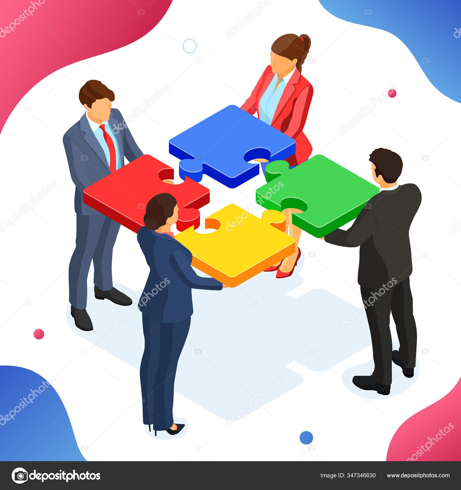 Image vectorielle Travail D'équipe Hommes D'affaires Femmes Collaboration Partenariat Puzzles ...