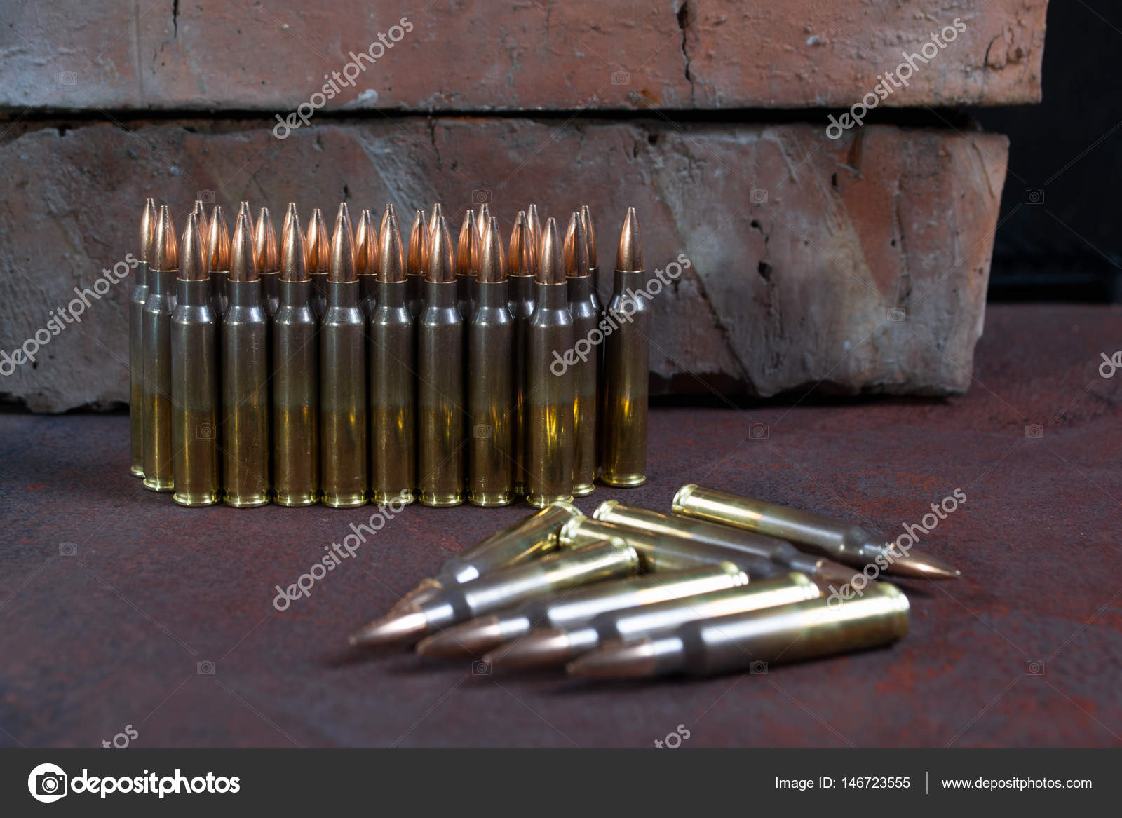 Group of ammunition geometrically placed in rows — Stock Photo ...