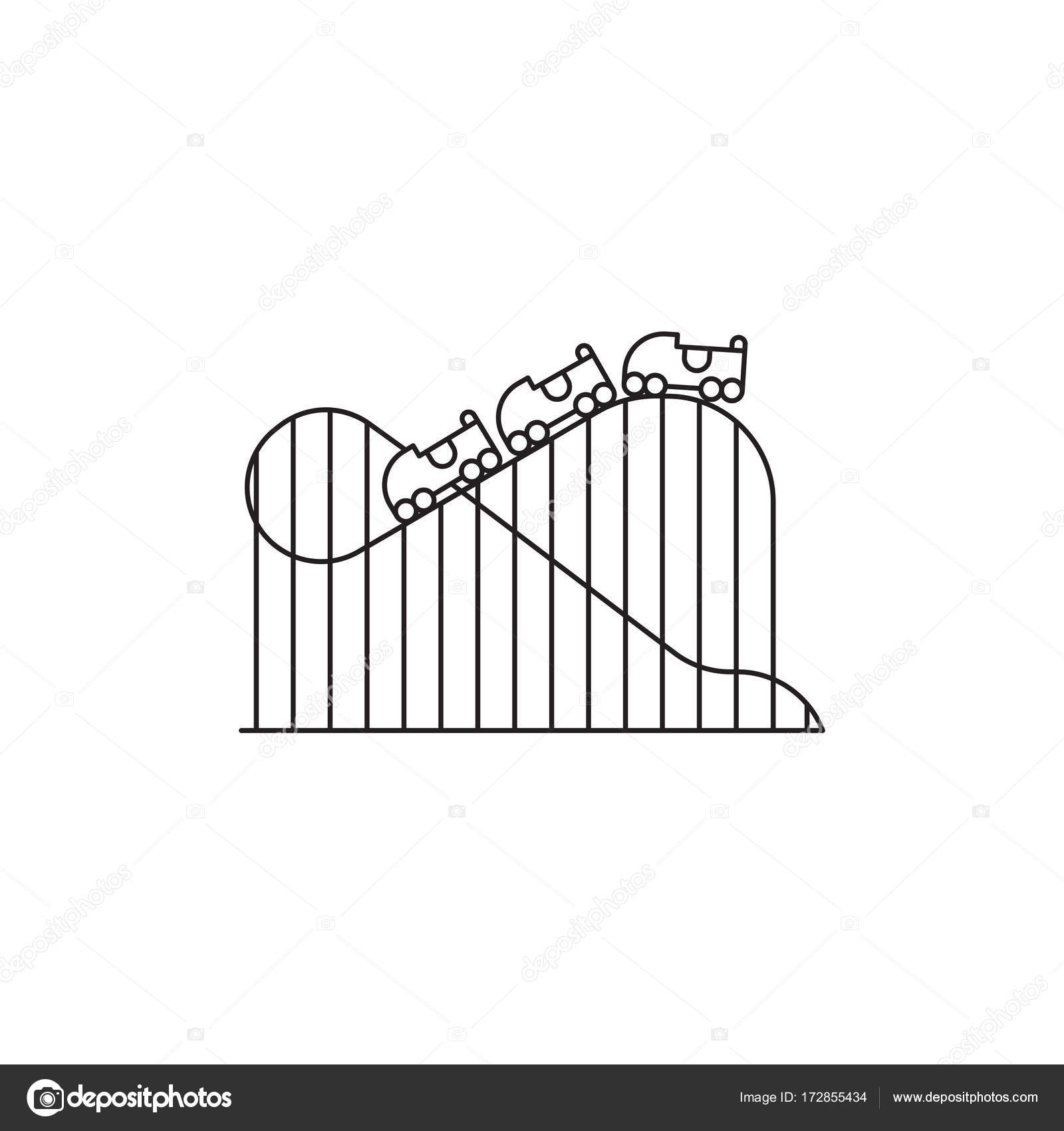 Achterbahn Symbol Vektor lineares Design isoliert auf weißem ...
