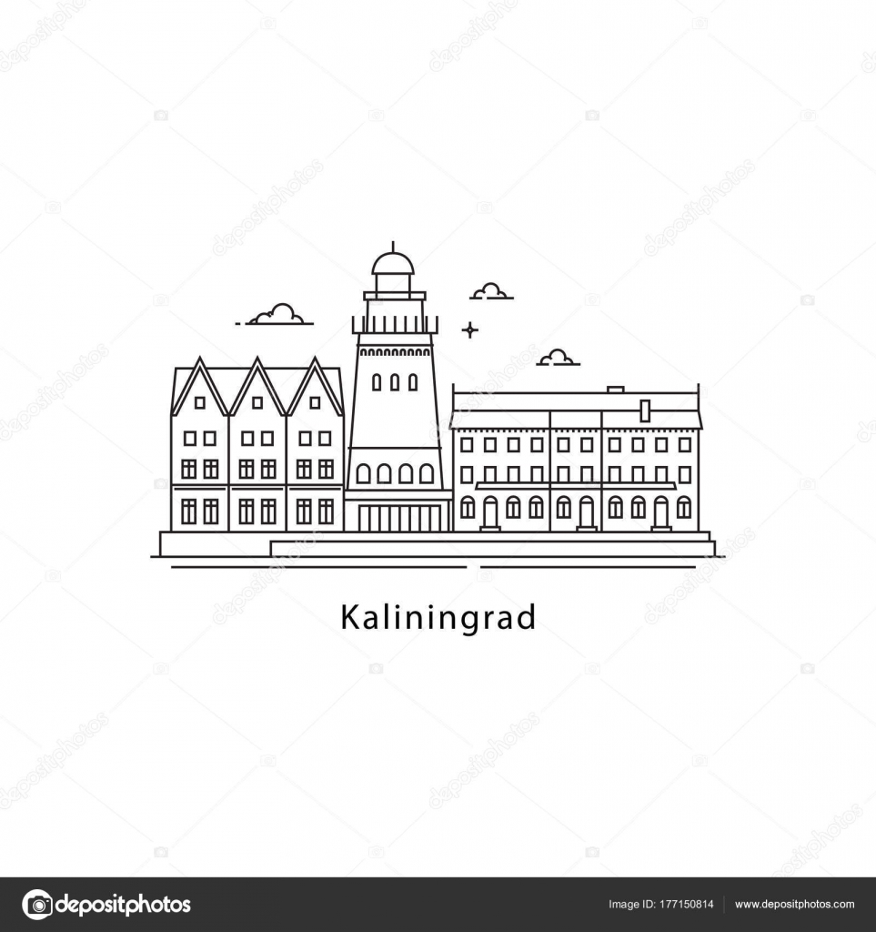 Kaliningrad logo isolated on white background. Kaliningrad s landmarks ...