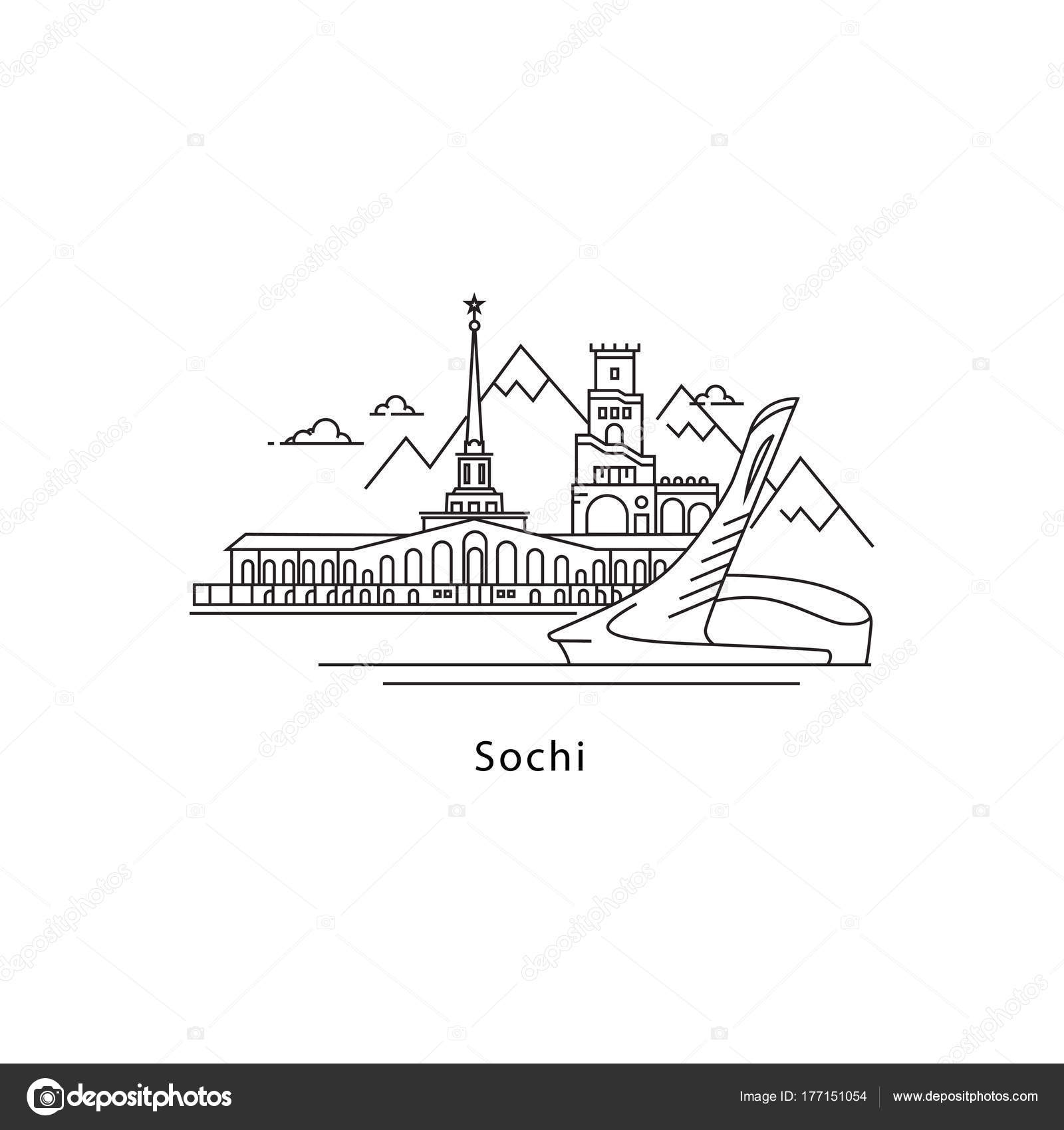 Sochi logo isolated on white background. Sochi s landmarks line vector ...