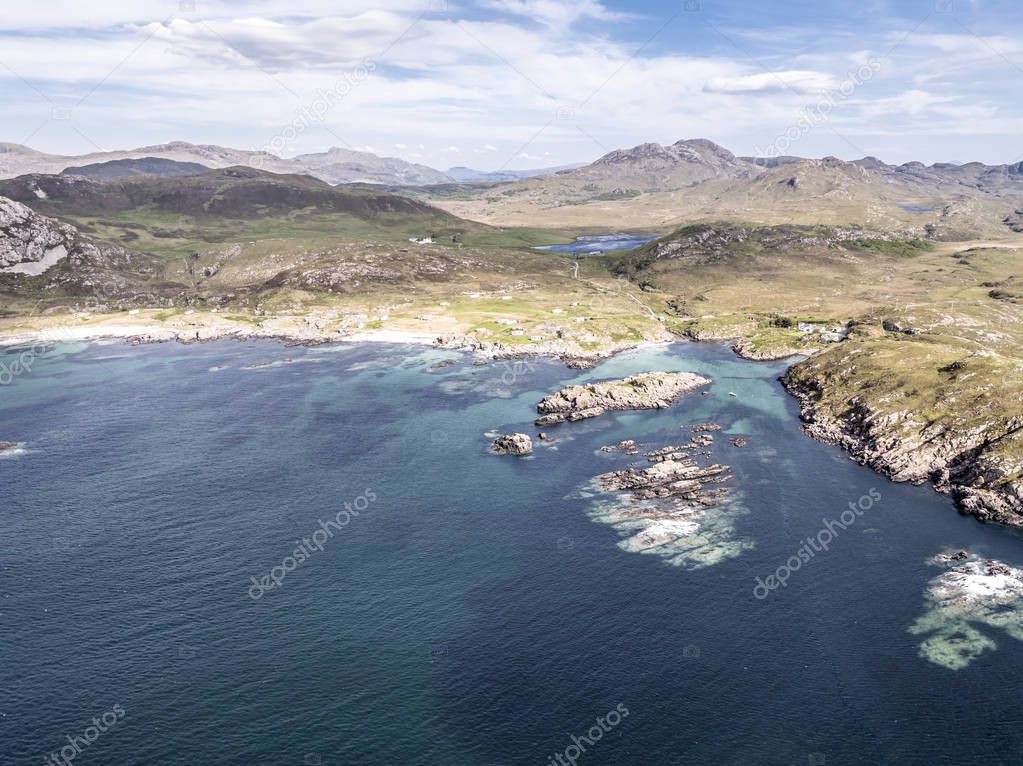 Impresionante toma aérea de Ardnamurchan Point, Gran Bretaña punto más ...