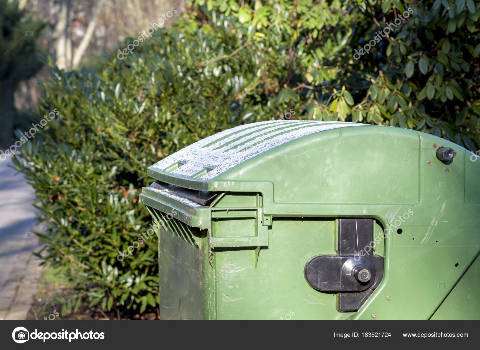 Garbage container in the park of the city cemetry — Stock Photo ...