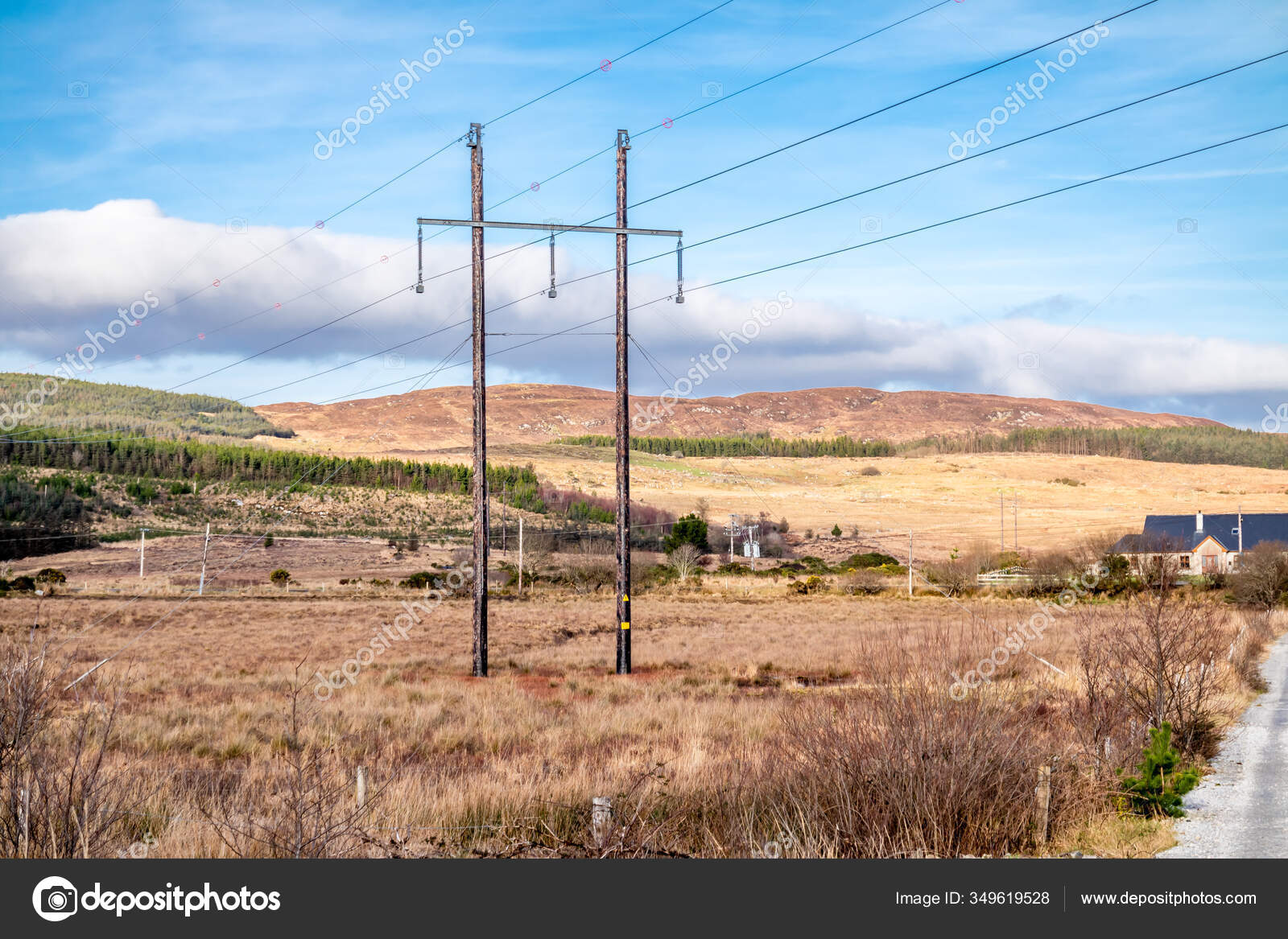 Typical power lines in rural landscape of Ireland Stock Photo by ...