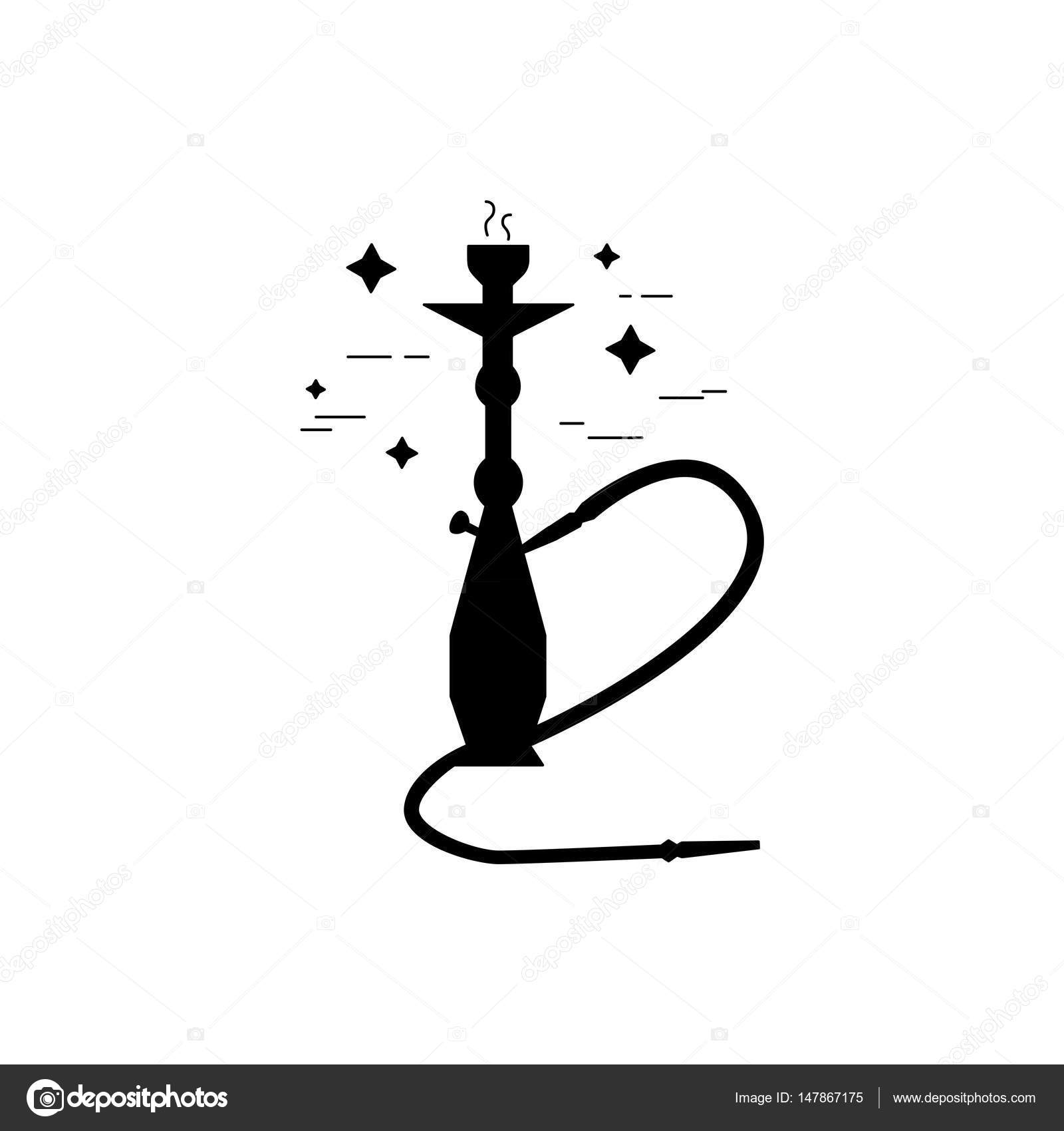 Shisha with smoking pipe black icon. Stock Vector Image by ©elinkim ...