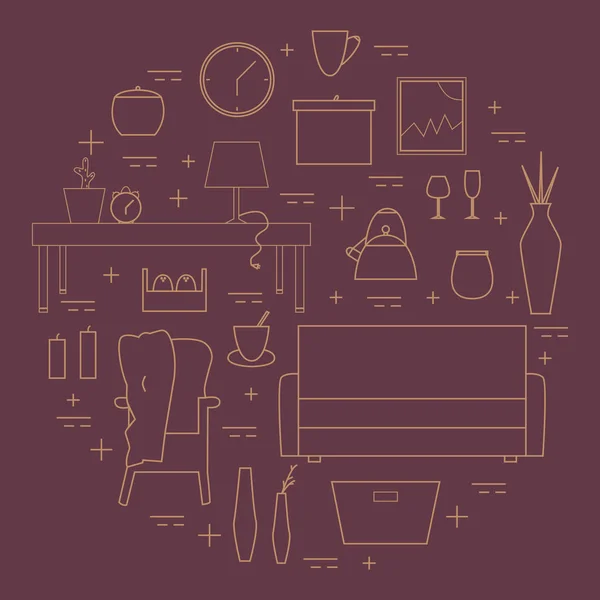 Housewares vector elements. Interior design round concept. Stock Vector ...