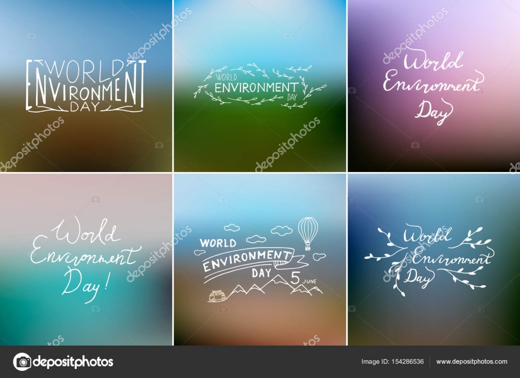 World Environment Day card collection. Hand lettering with gradi Stock ...