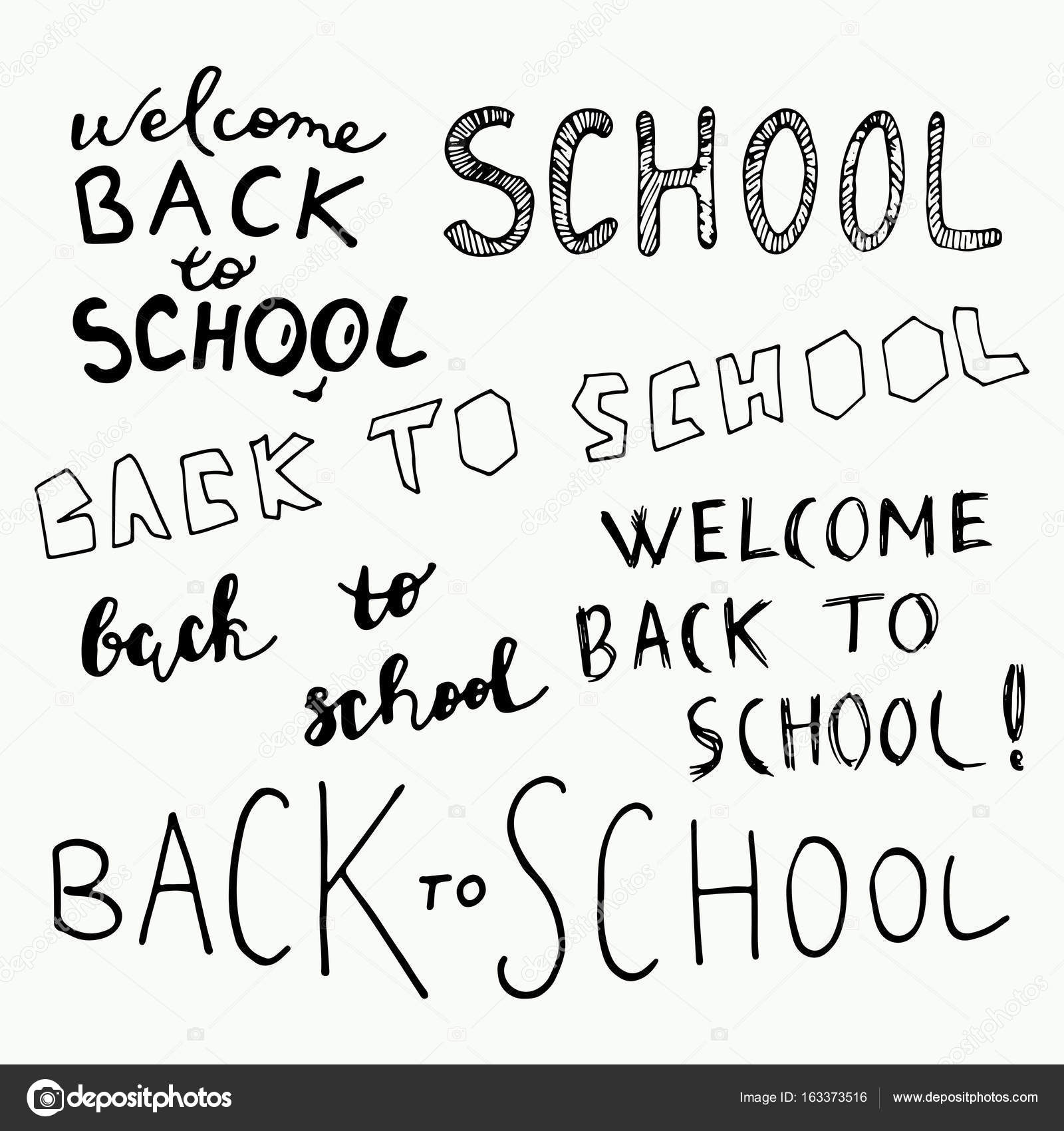 Welcome back to school calligraphy set. Stock Vector Image by ©elinkim ...