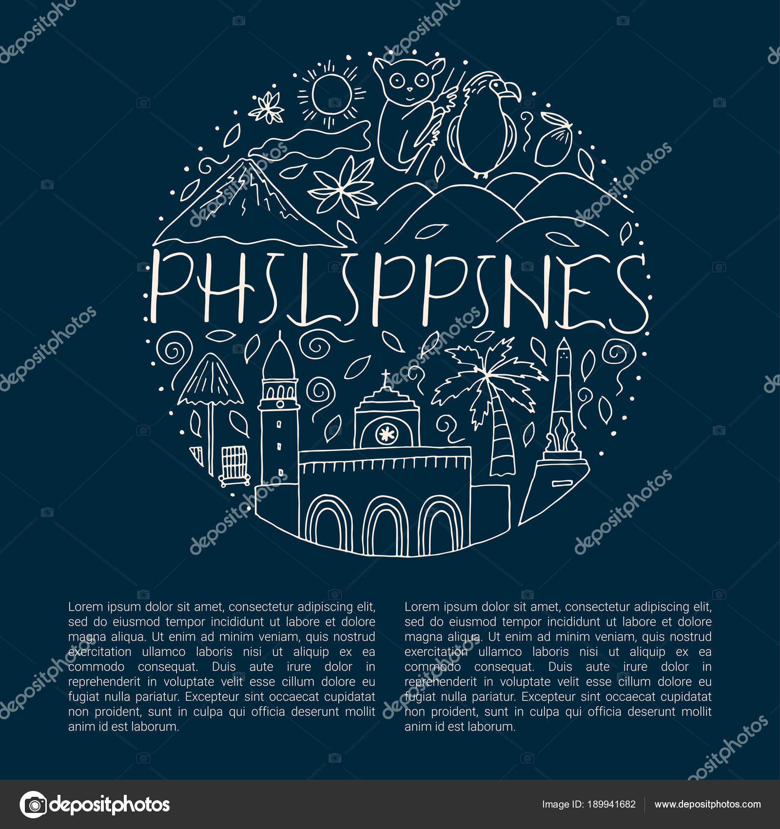 Símbolos nacionais das Filipinas . vetor(es) de stock de ©elinkim 189941682