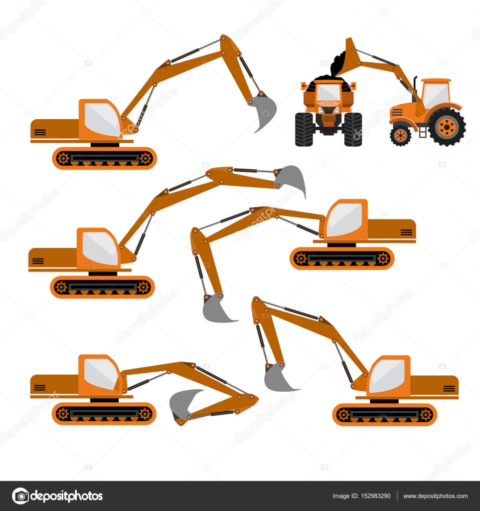 Tracked excavator vector Stock Vector by ©newgena 152983290