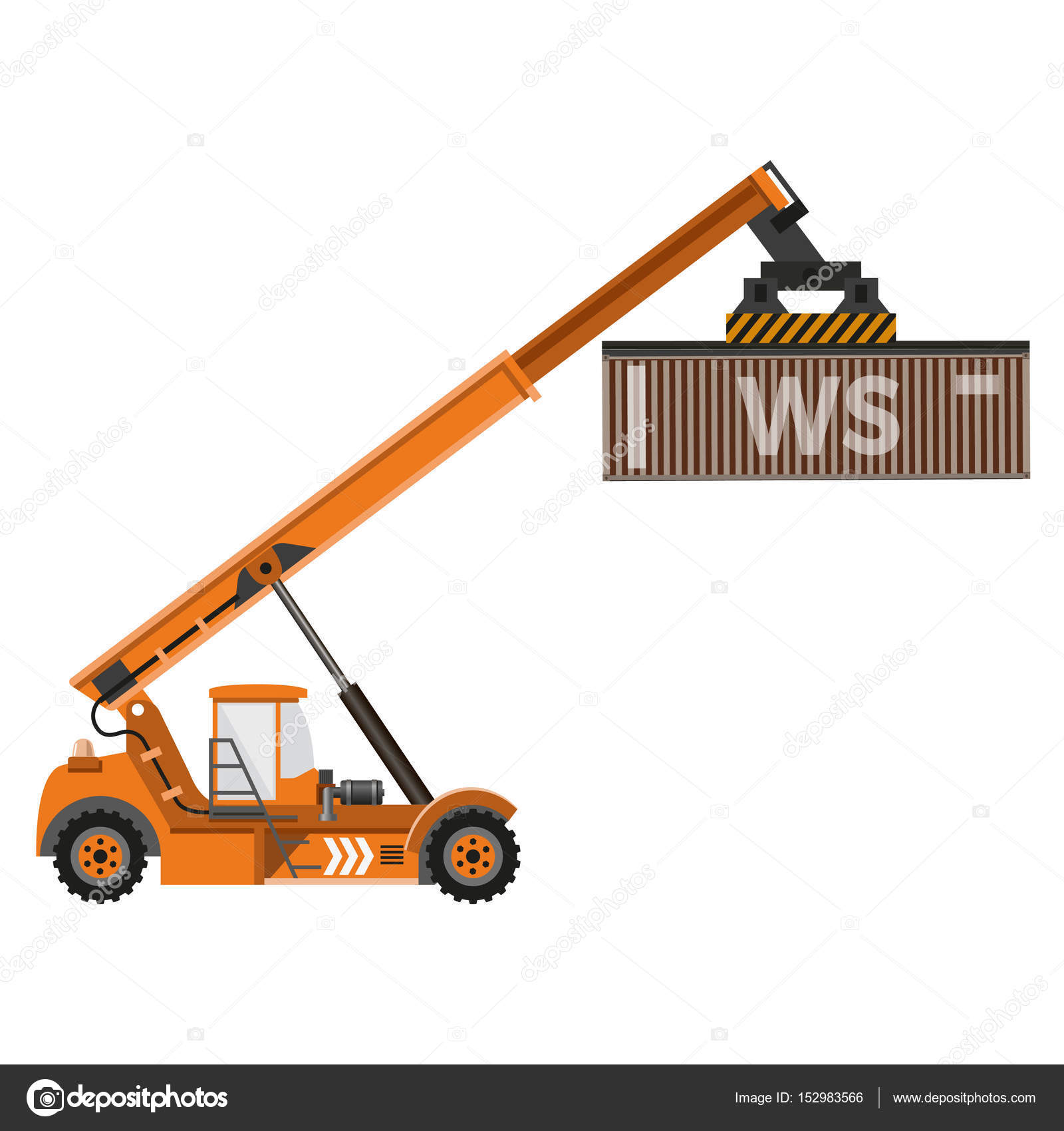 Reach stacker with container. Stock Vector by ©newgena 152983566