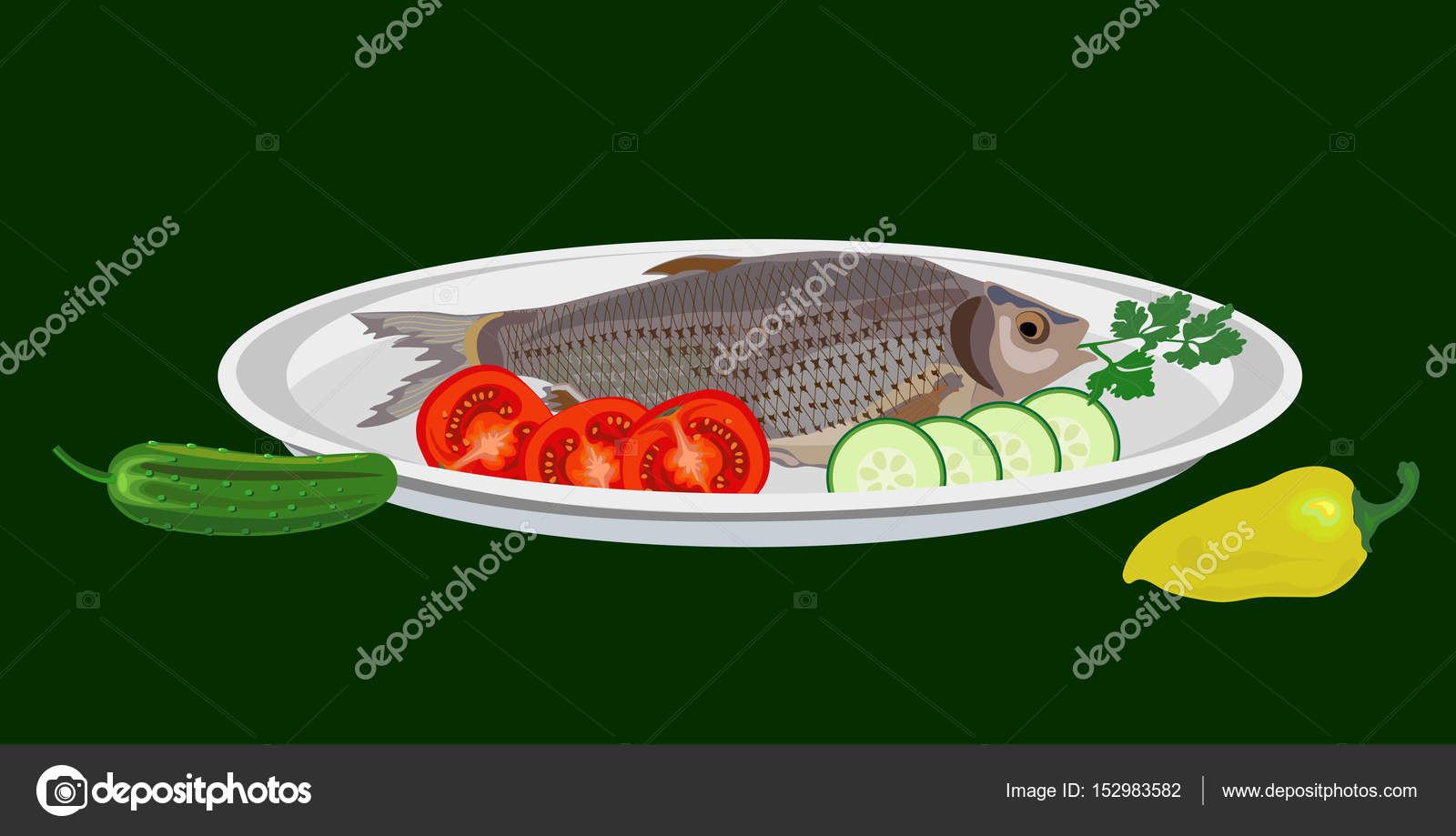 Cooked fish vector Stock Vector Image by ©newgena #152983582