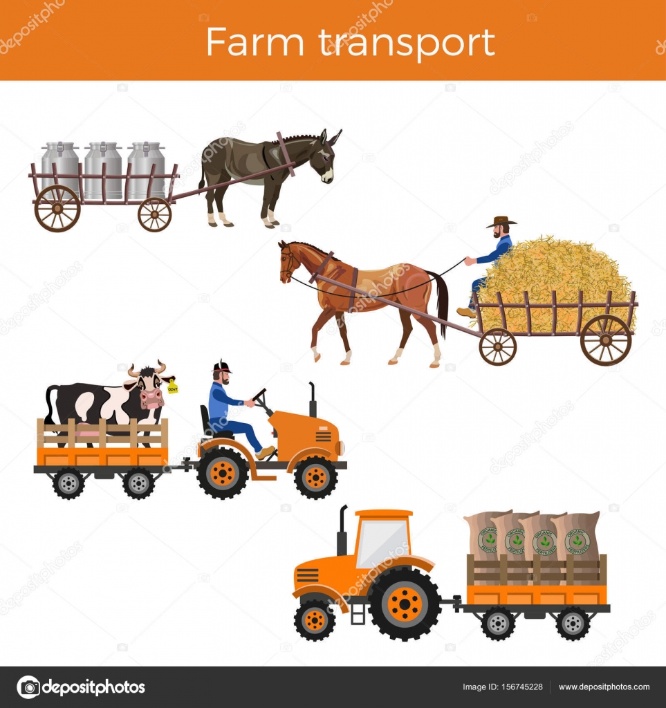 Set of vector farm transport — Stock Vector © newgena #156745228