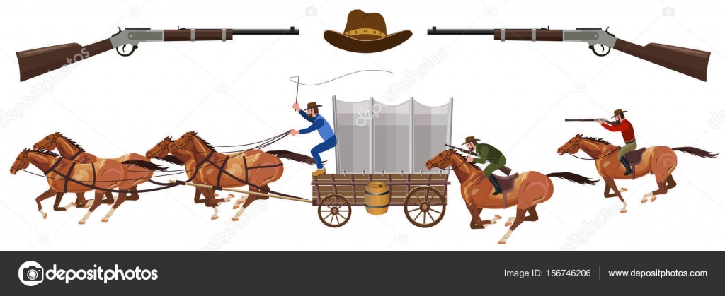 Stagecoach Robbery Clipart