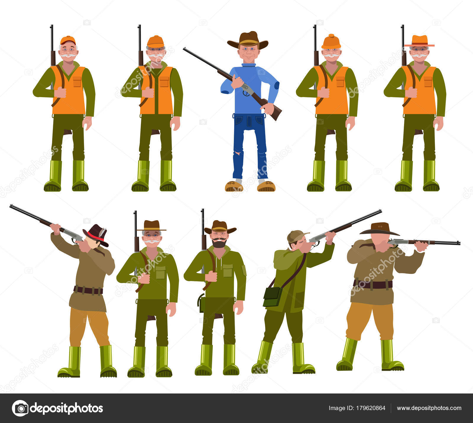 Set of vector hunters Stock Vector Image by ©newgena #179620864