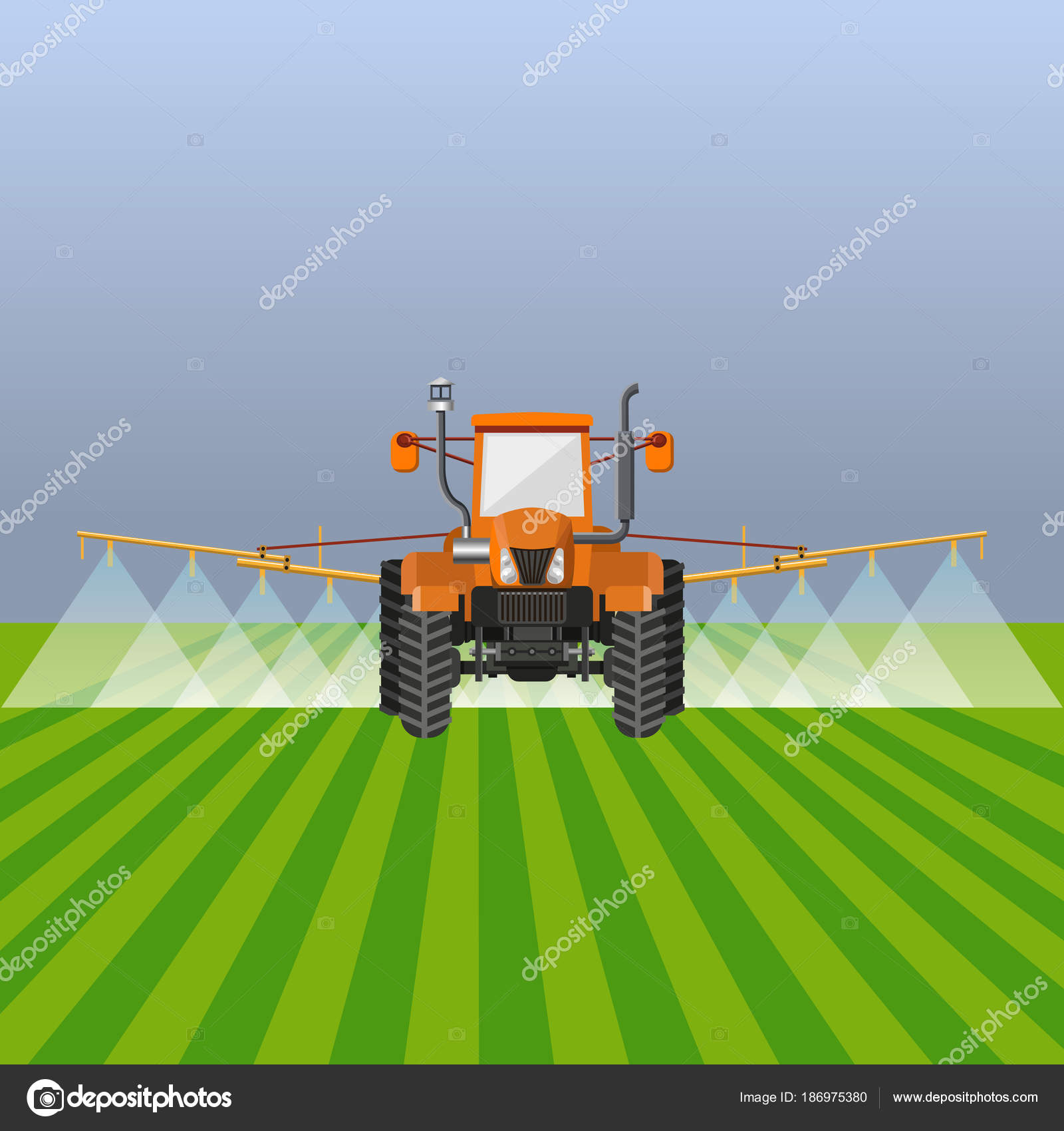 Tractor watering field Stock Vector by ©newgena 186975380