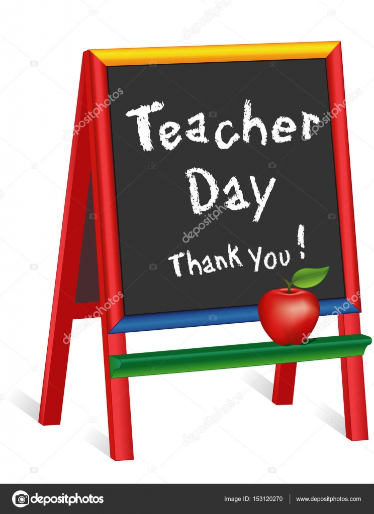 Teacher Day Sign, Childrens Chalkboard Easel — Stock Vector ...