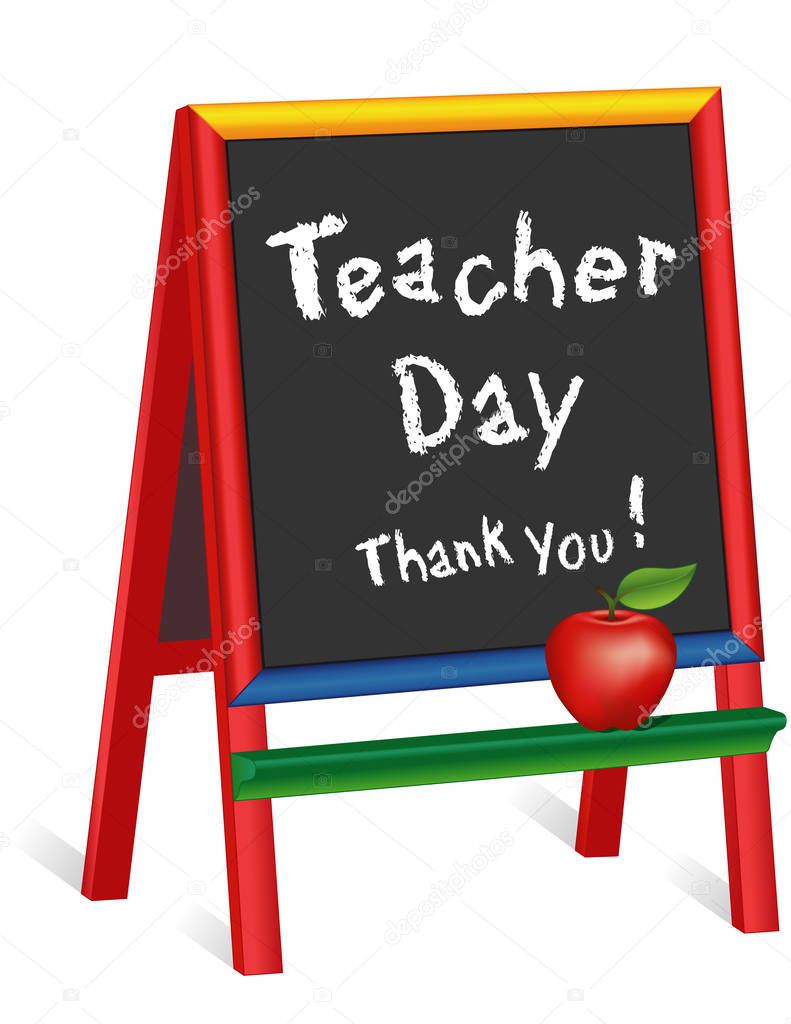 Teacher Day Sign, Childrens Chalkboard Easel — Stock Vector ...