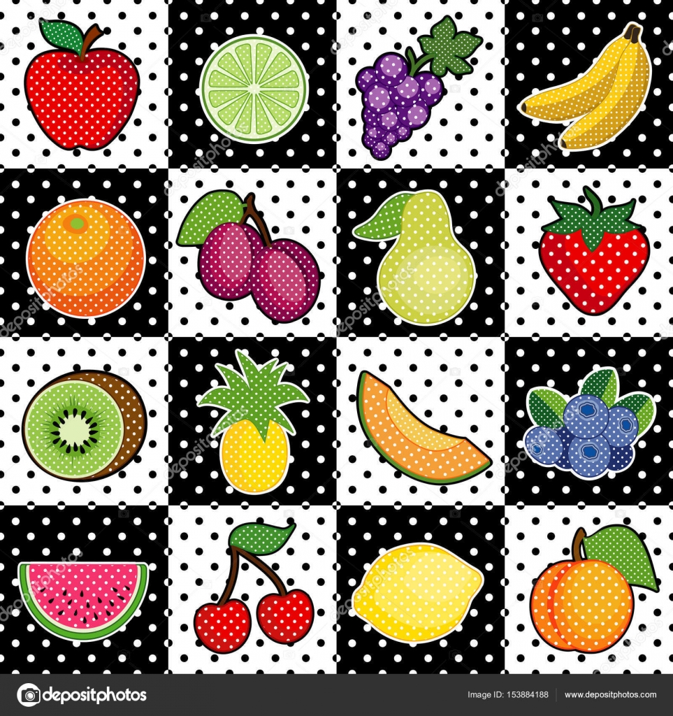 Fruit Tiles, Polka Dot Style Stock Vector by ©casejustin 153884188