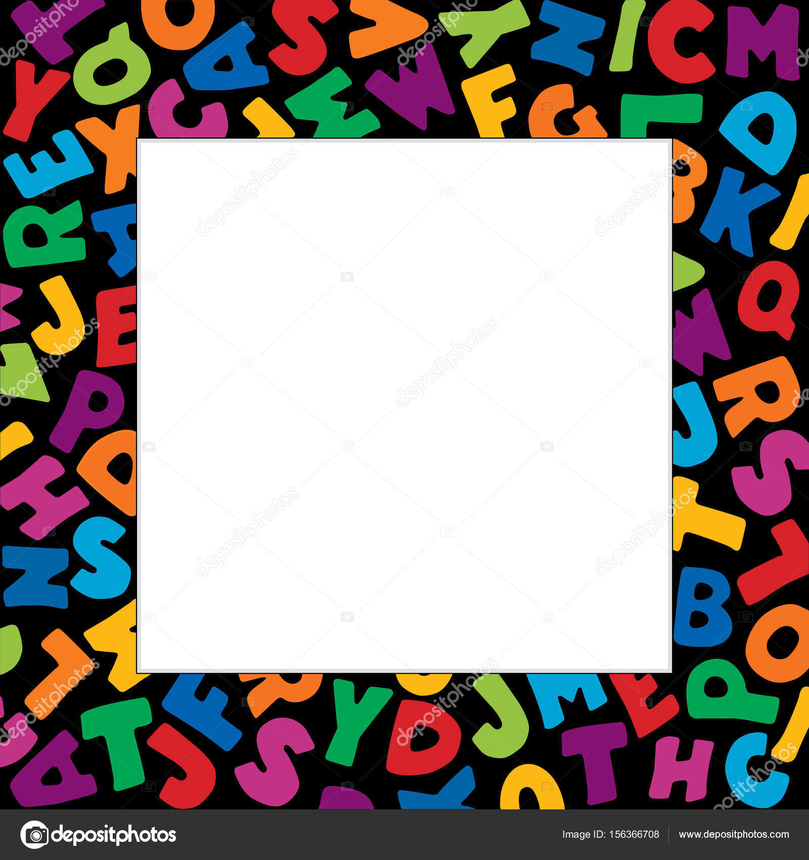 Alphabet Picture Frame, Square, Black Background Stock Vector by ...