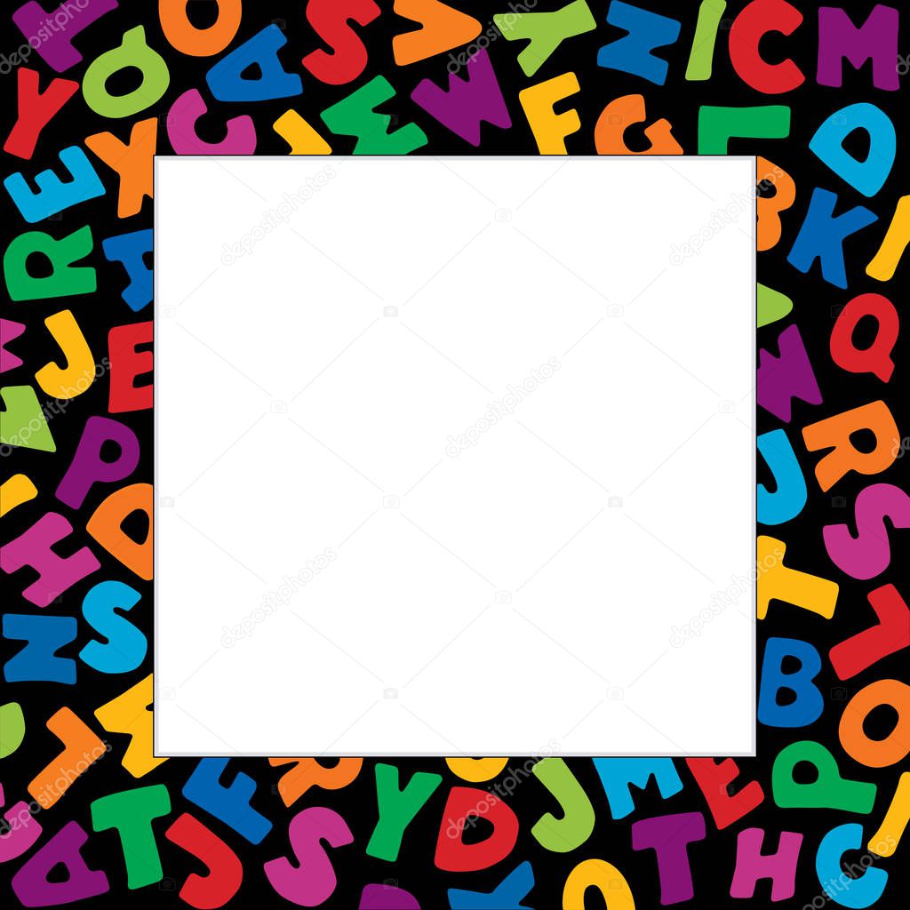 Alphabet Picture Frame, Square, Black Background — Stock Vector ...