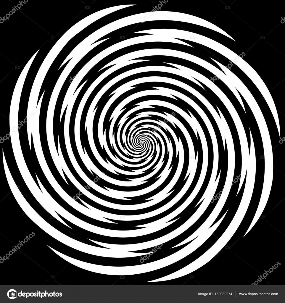 Hypnosis Abstract Spiral Design Pattern, Jagged Edge, Black Background ...