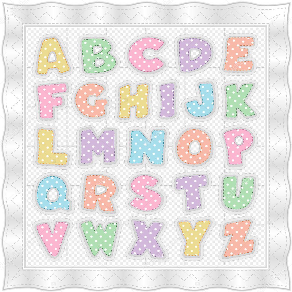 Alfabeto Trapunta per bambini, Gingham Check and Pastel Polka Dots ...