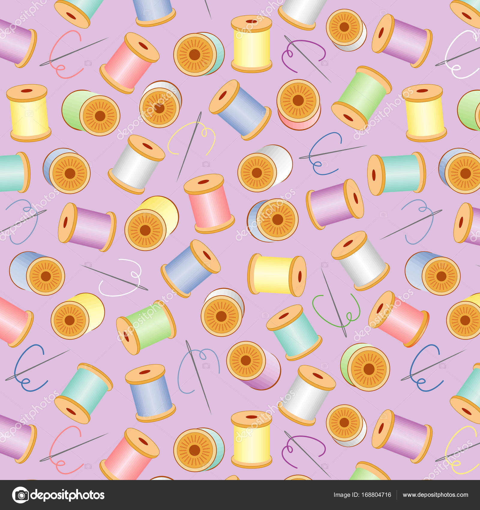 Needles and Threads Seamless Background Pattern Design, Pastel Lavender ...