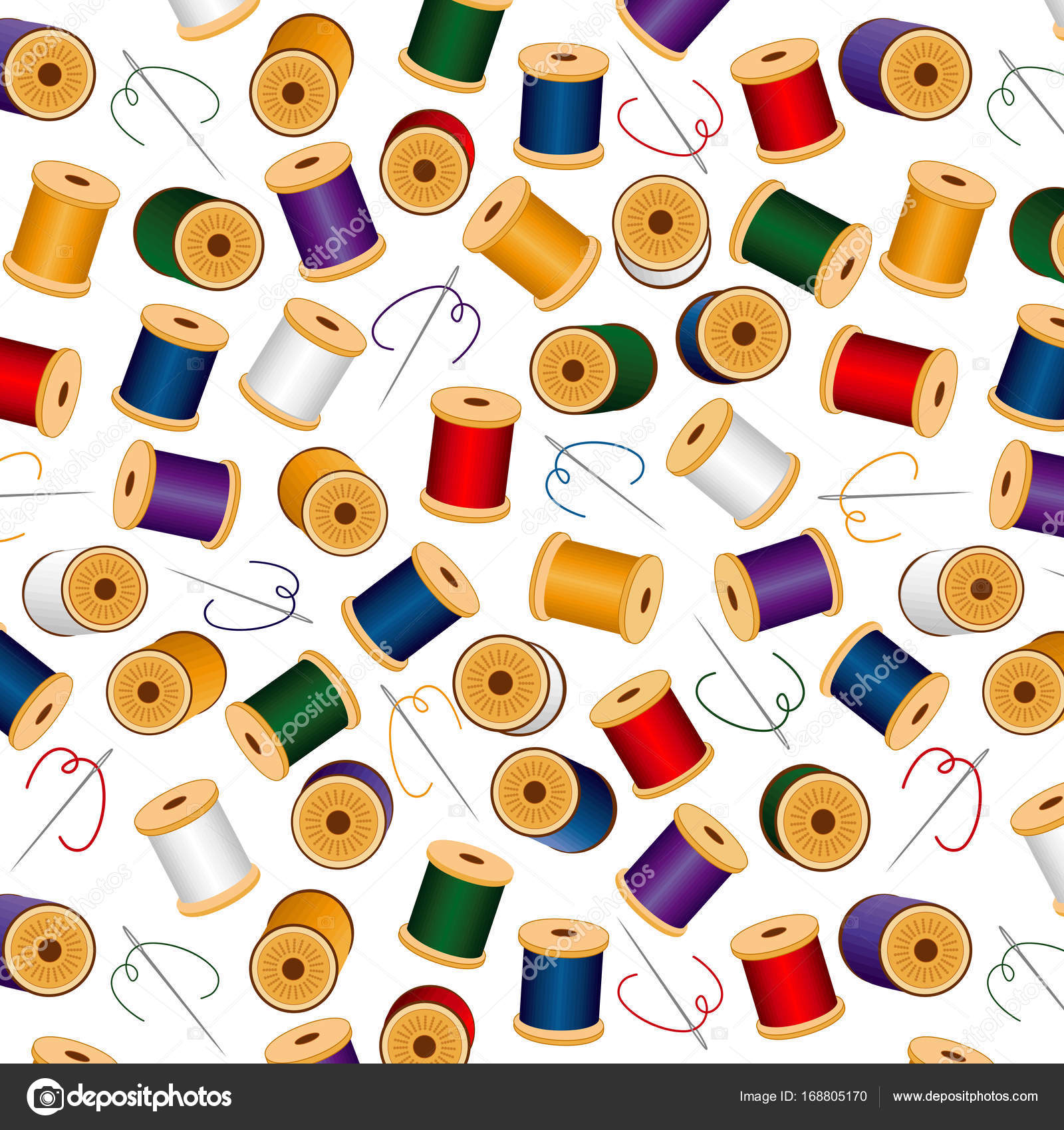 Needles and Threads Seamless Background Pattern Design, White Stock ...