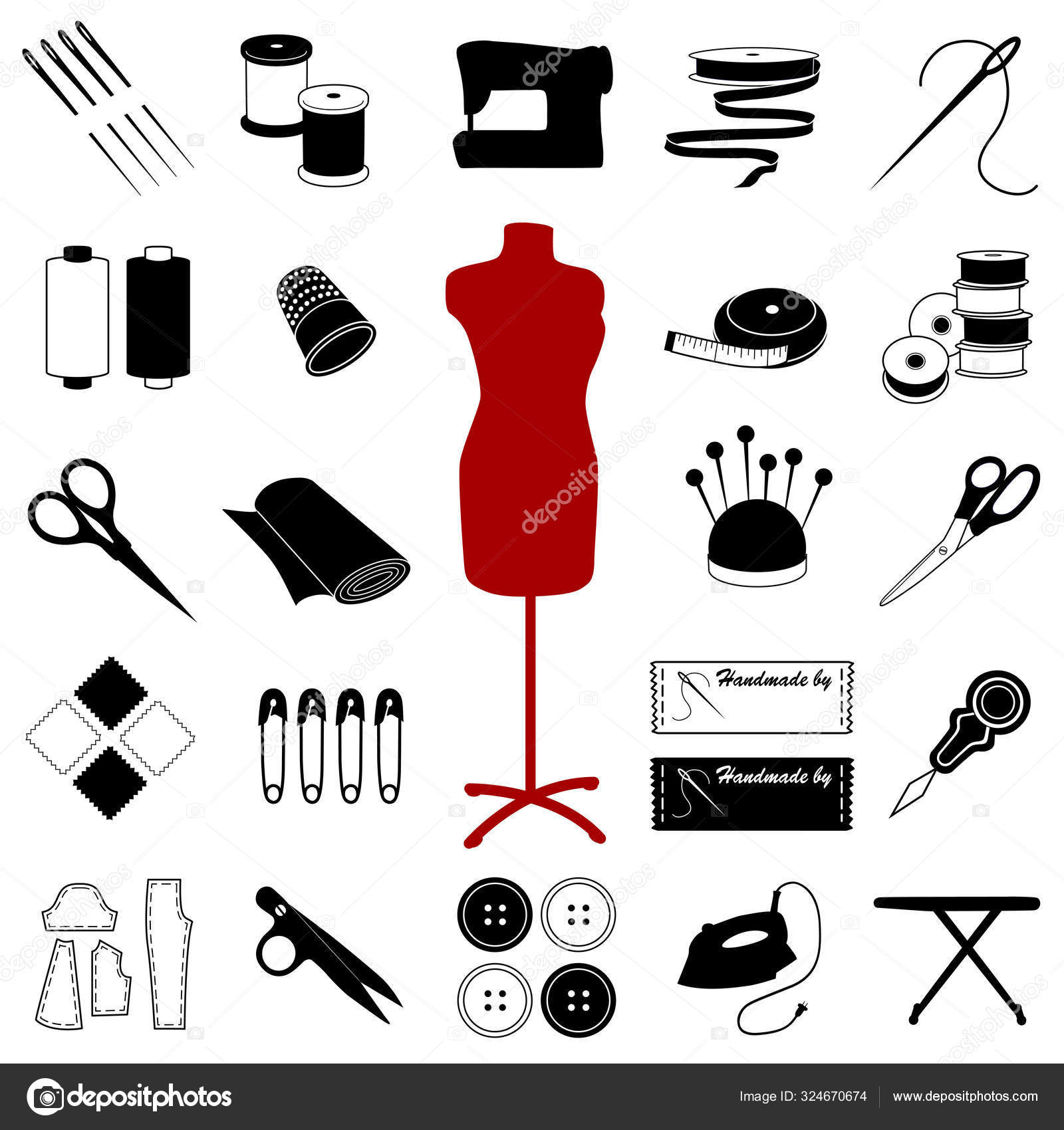 Sewing Tailoring Icons Fashion Model Customize Sewing Labels Your Own