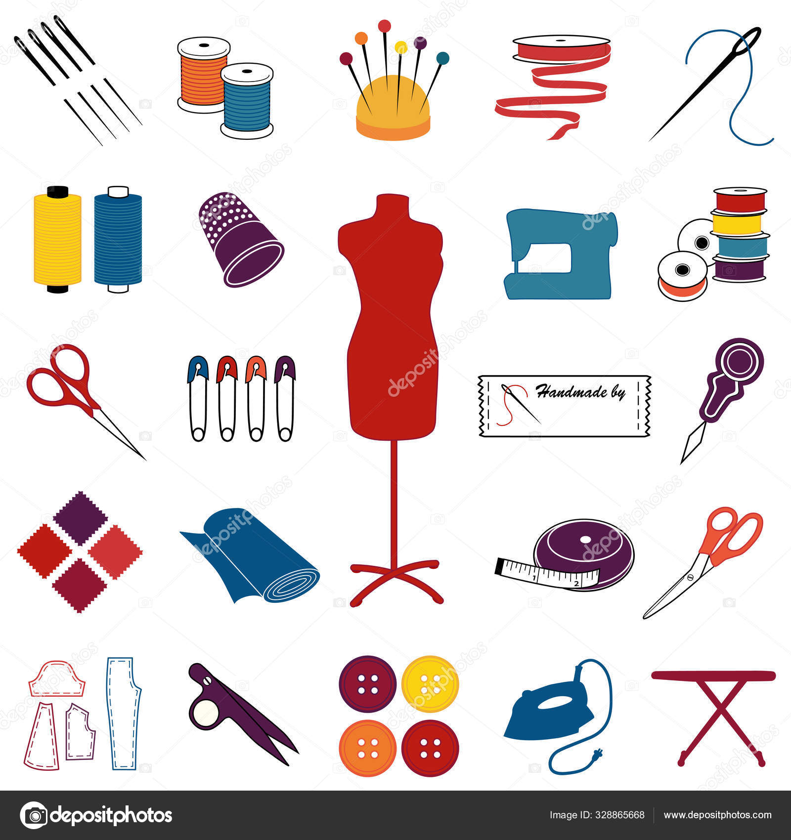 Sewing Tailoring Icons Dressmaking Needlework Hobby Crafts Diy Fashion