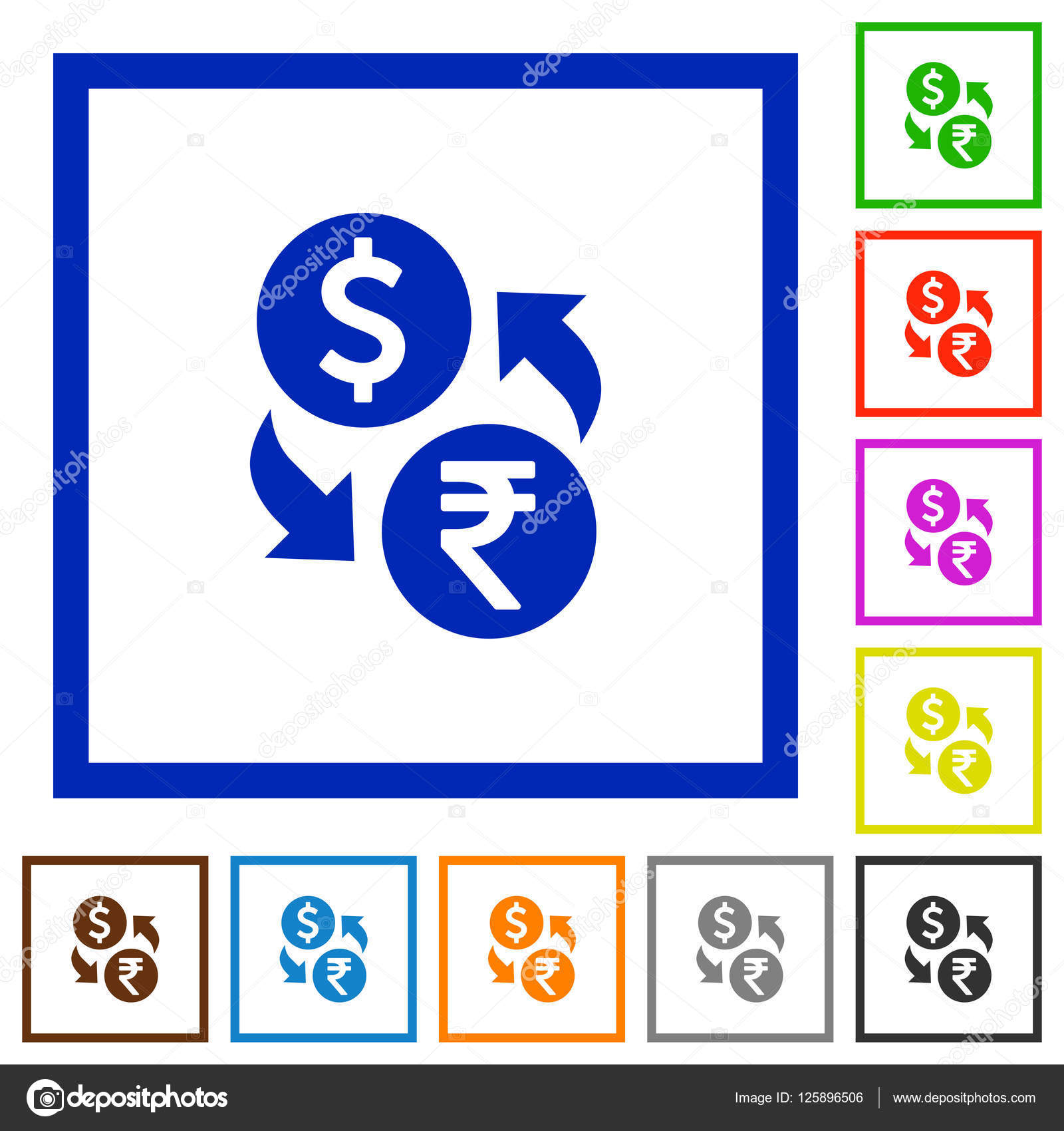 Dollar Rupee exchange framed flat icons Stock Vector Image by ...