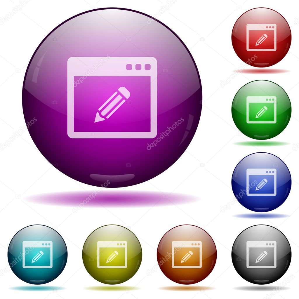 Application edit glass sphere buttons Stock Vector Image by ©renegadehomie #127006838
