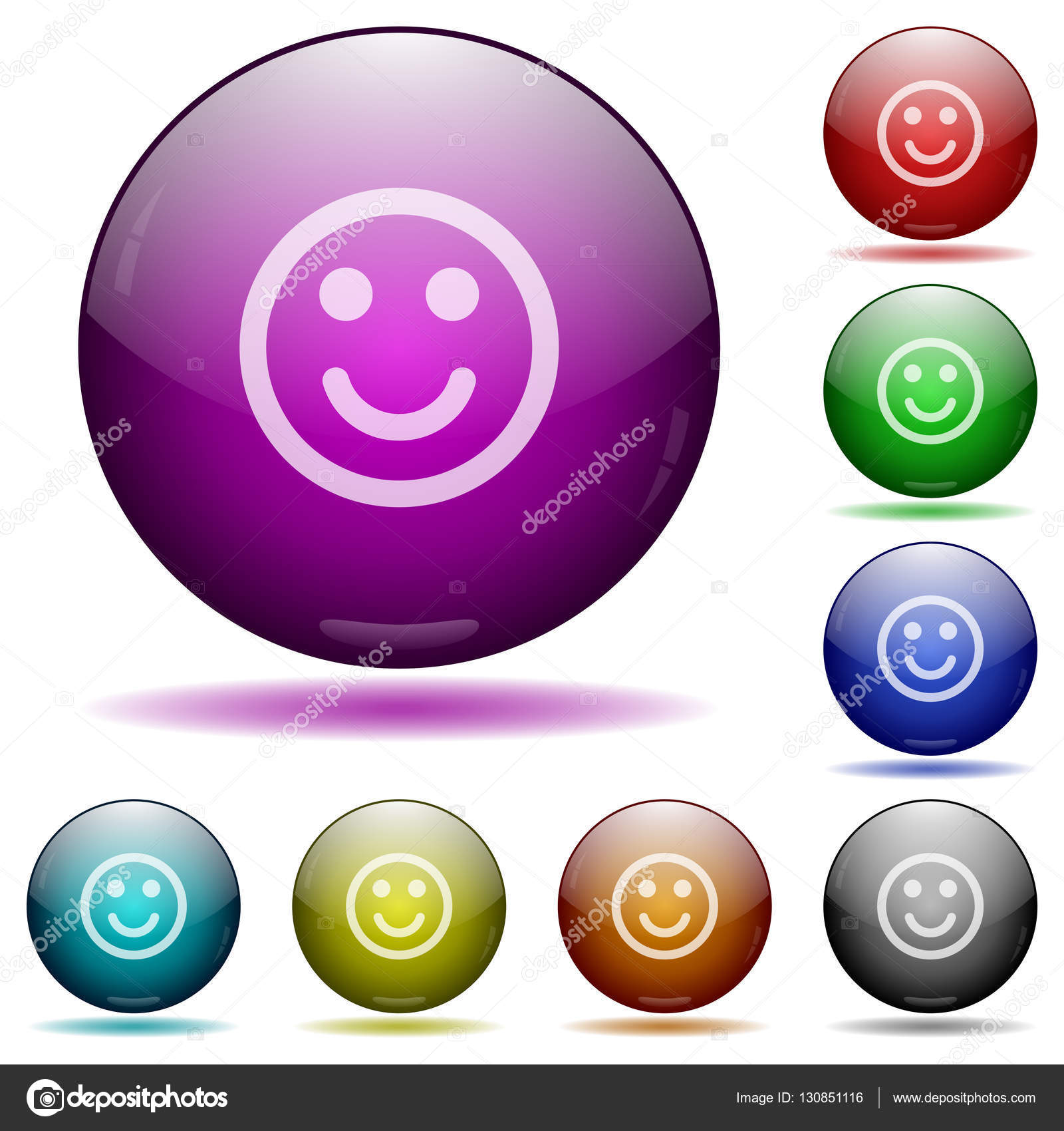 Smiling emoticon glass sphere buttons Stock Vector Image by ...
