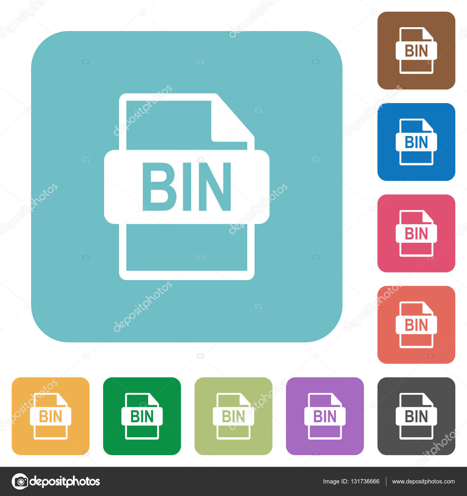BIN file format square flat icons Stock Vector Image by ©renegadehomie ...