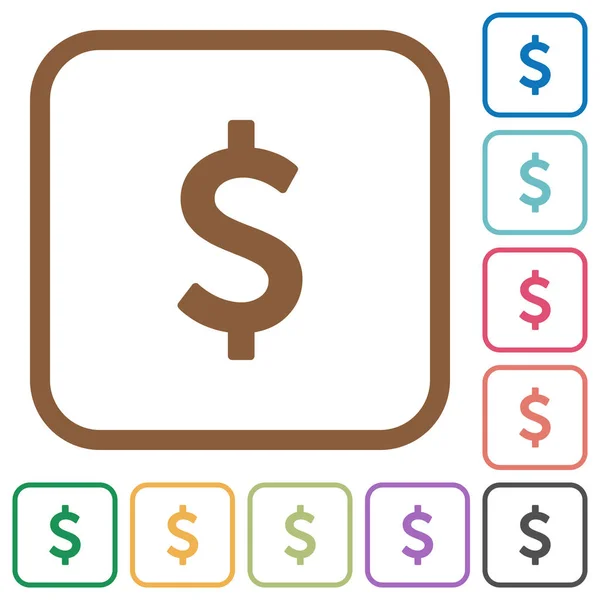 Dollar Sign Vivid Colored Flat Icons Curved Borders White Background ...