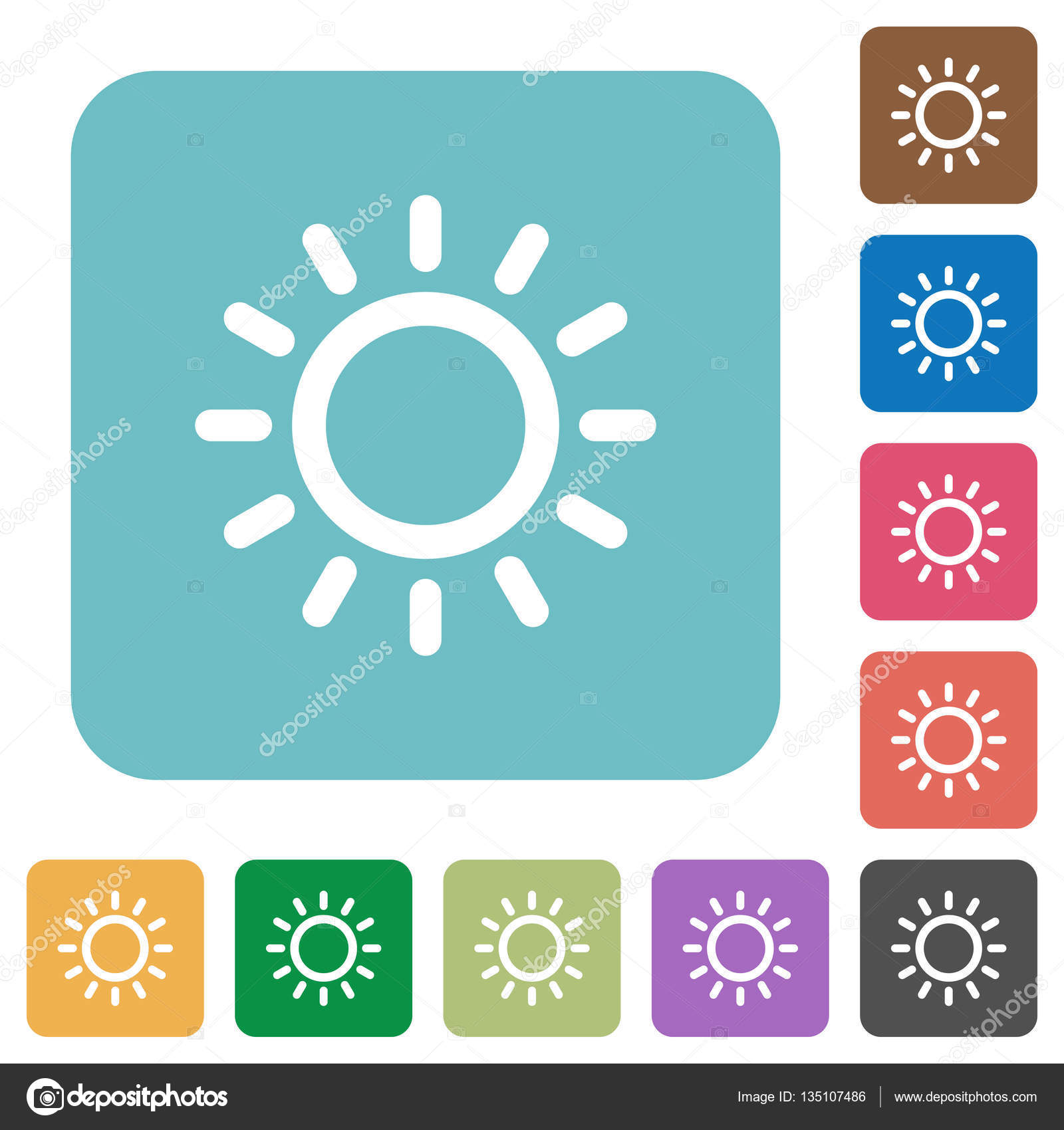 Brightness control rounded square flat icons Stock Vector Image by ©renegadehomie #135107486