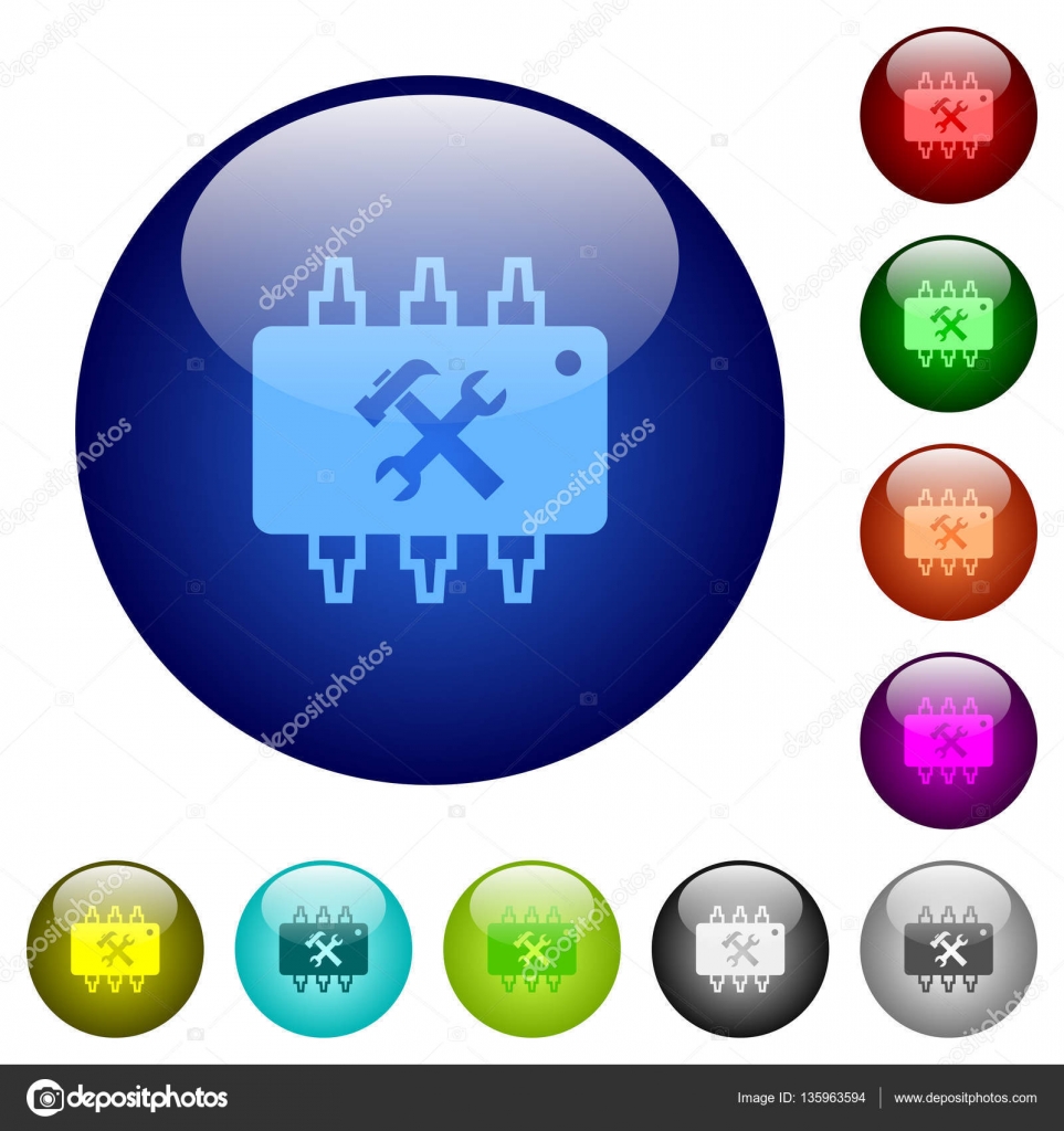 Hardware maintenance color glass buttons Stock Vector Image by ...