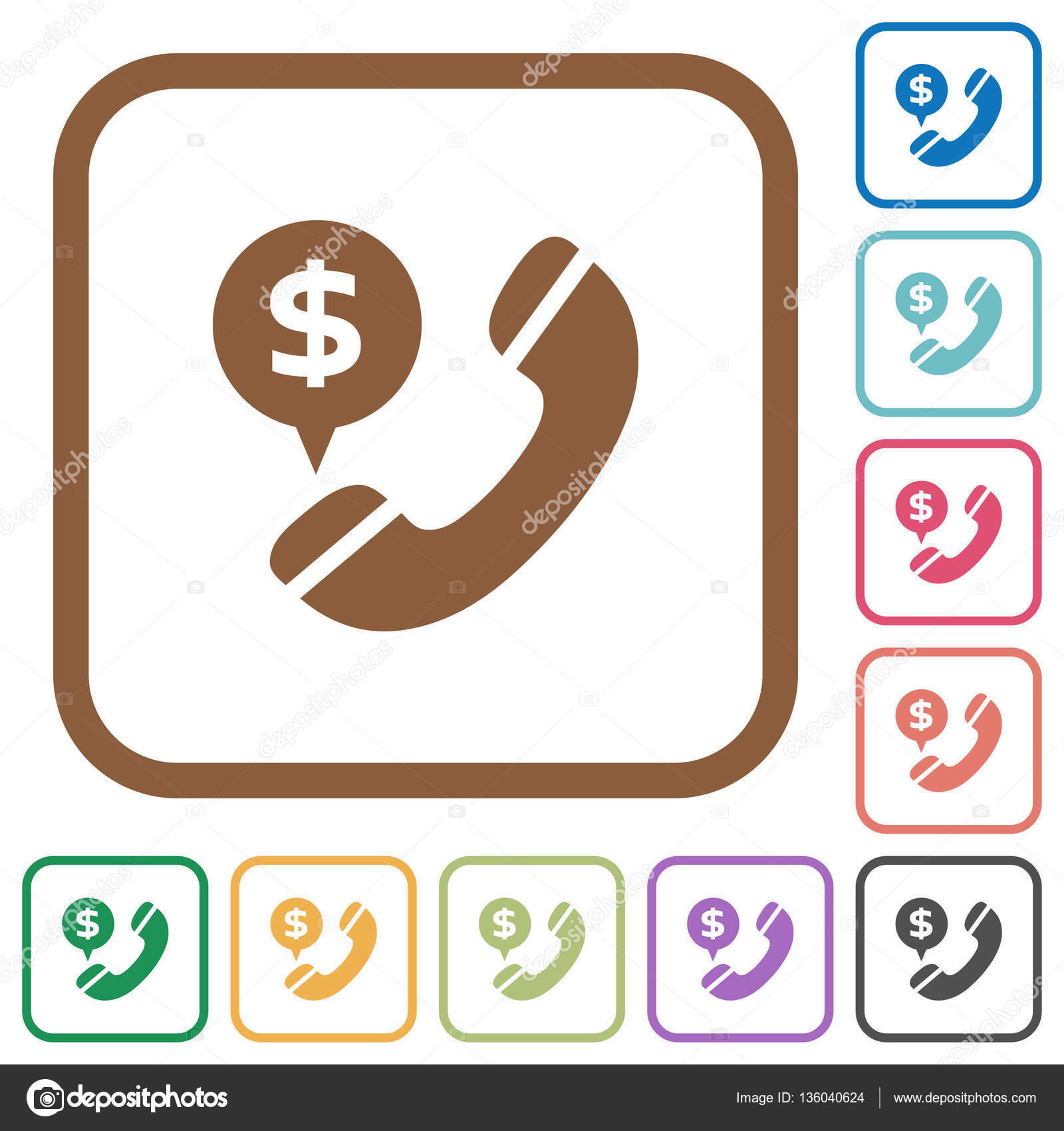 Dollar call simple icons Stock Vector by ©renegadehomie 136040624