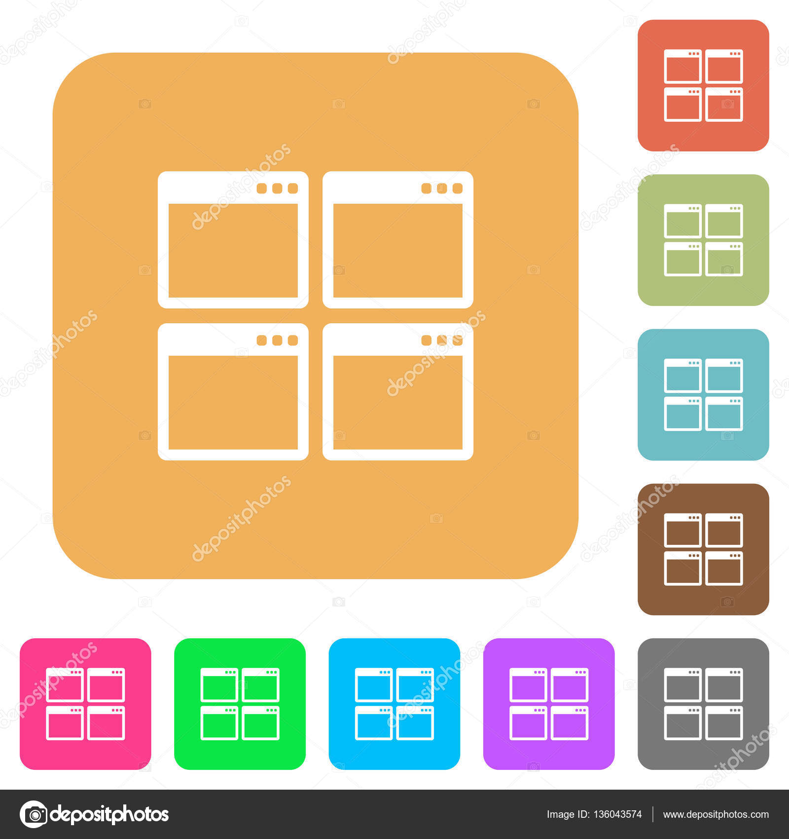 Mosaic window view mode rounded square flat icons Stock Vector by ©renegadehomie 136043574