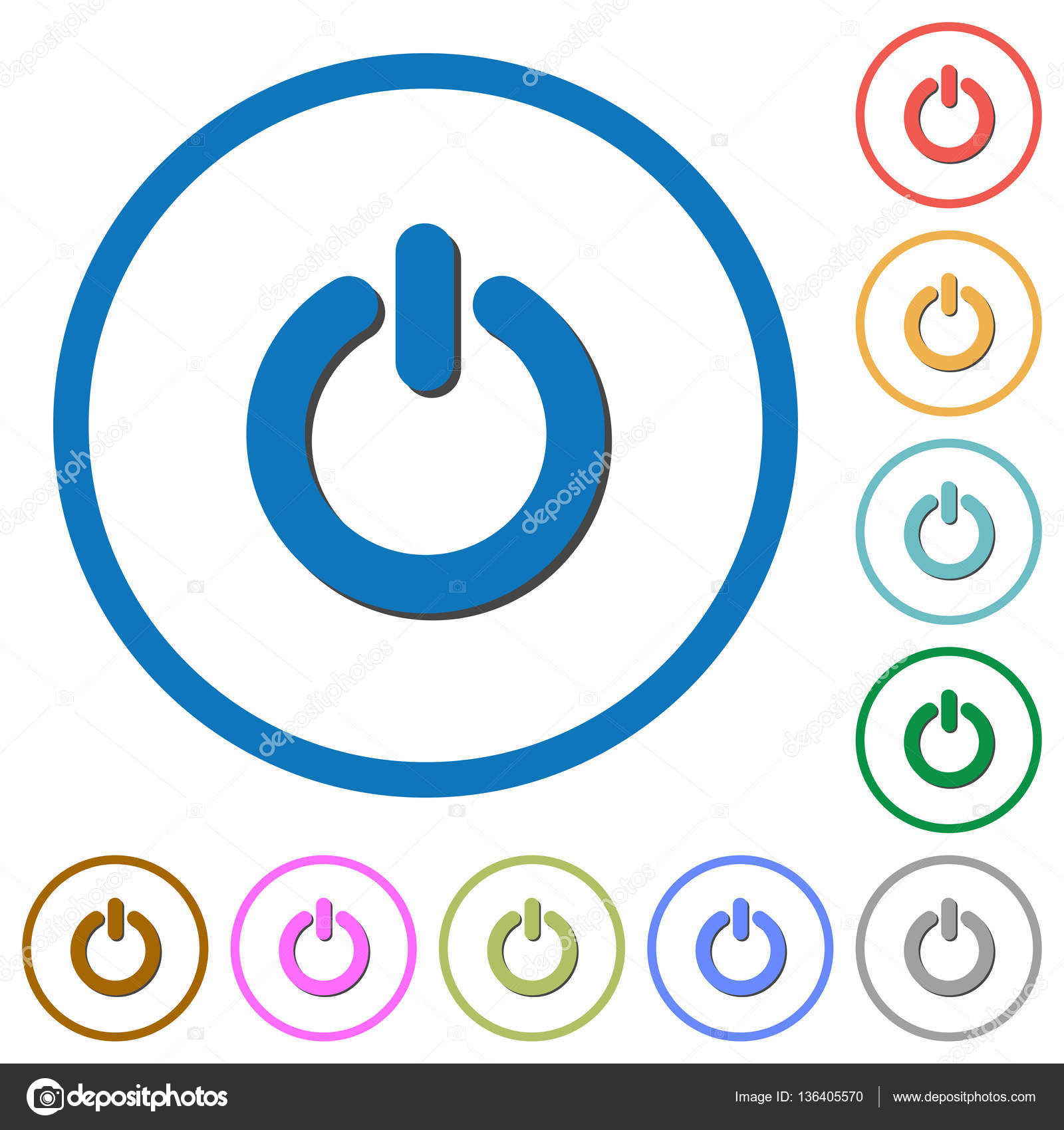 Power switch icons with shadows and outlines Stock Vector by ...