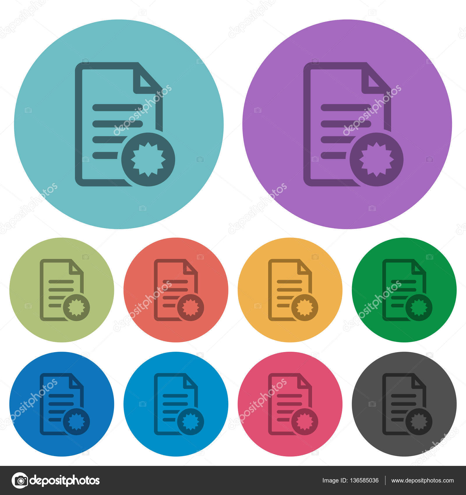 Document certificate color darker flat icons Stock Vector by ...