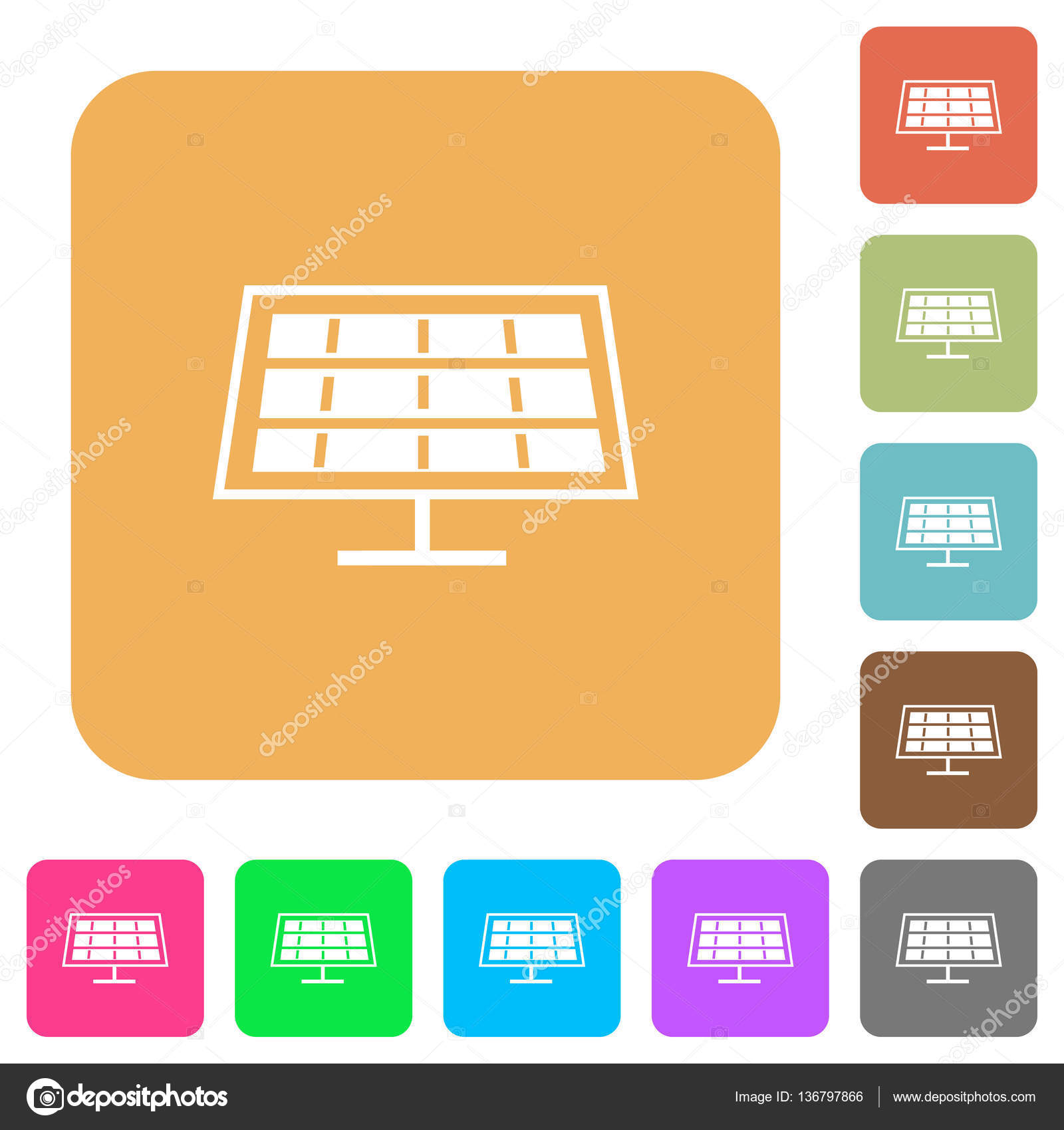 Solar panel rounded square flat icons Stock Vector by ©renegadehomie ...