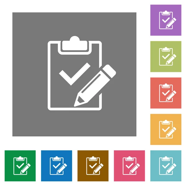 Fill Out Checklist White Icons Edged Square Buttons Various Trendy ...