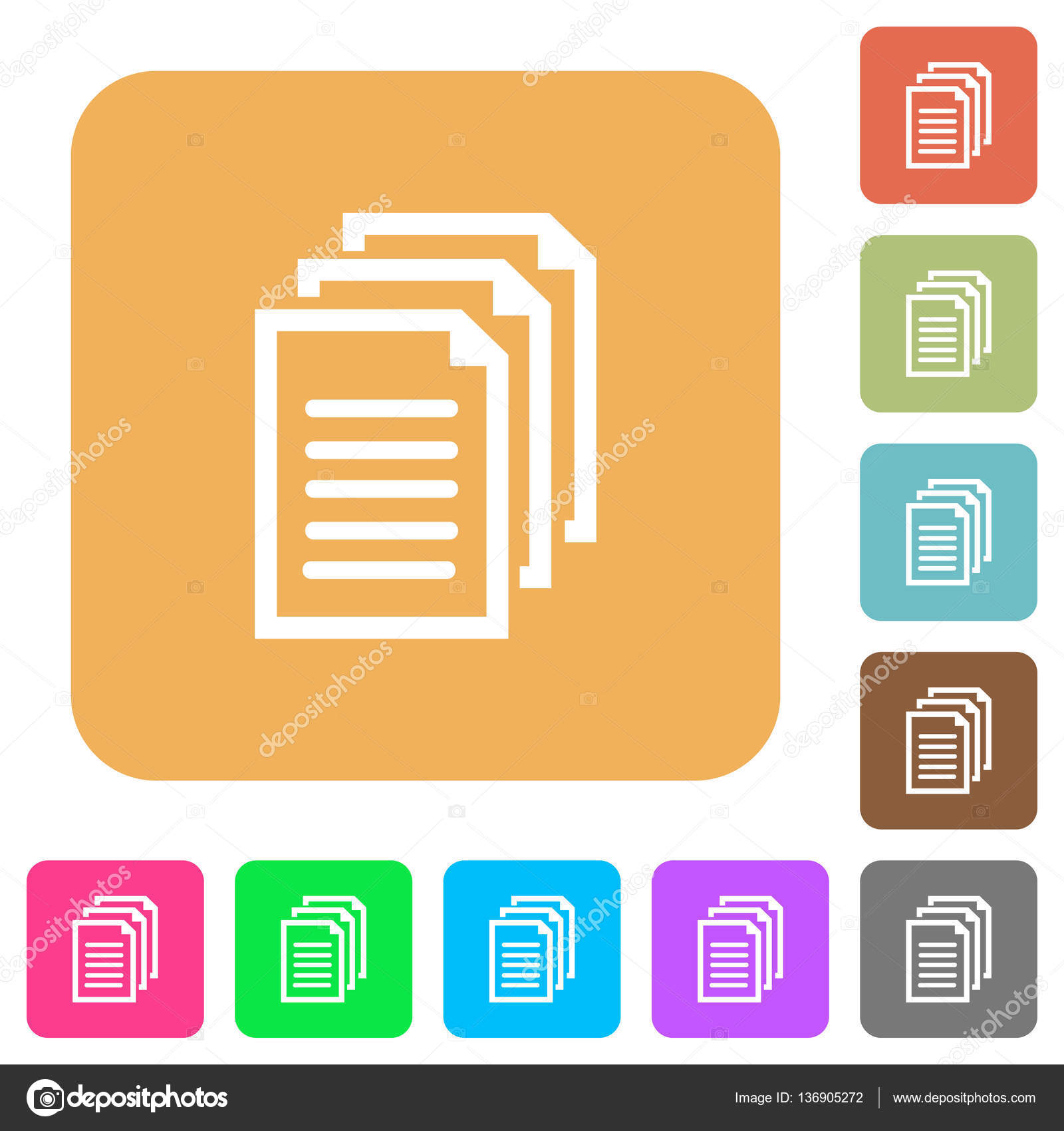 Documents rounded square flat icons Stock Vector by ©renegadehomie 136905272