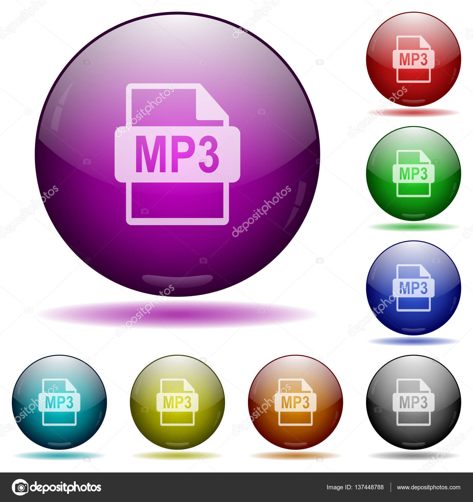 MP3 file format glass sphere buttons Stock Vector Image by ...
