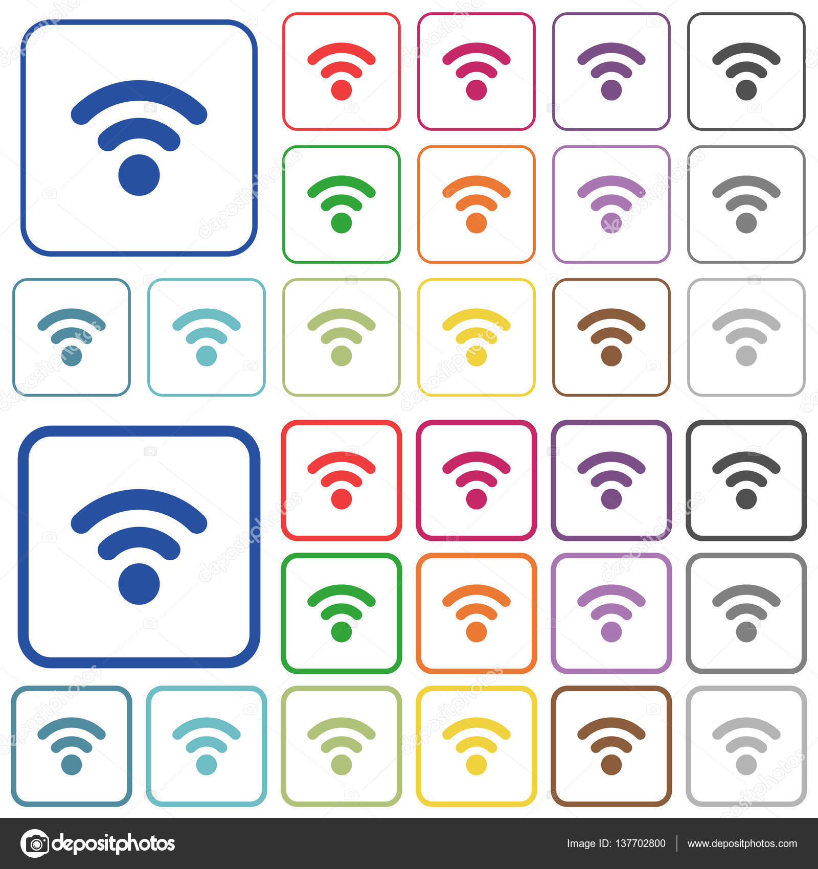 Radio Signal Outlined Flat Color Icons Stock Vector By ©renegadehomie 137702800