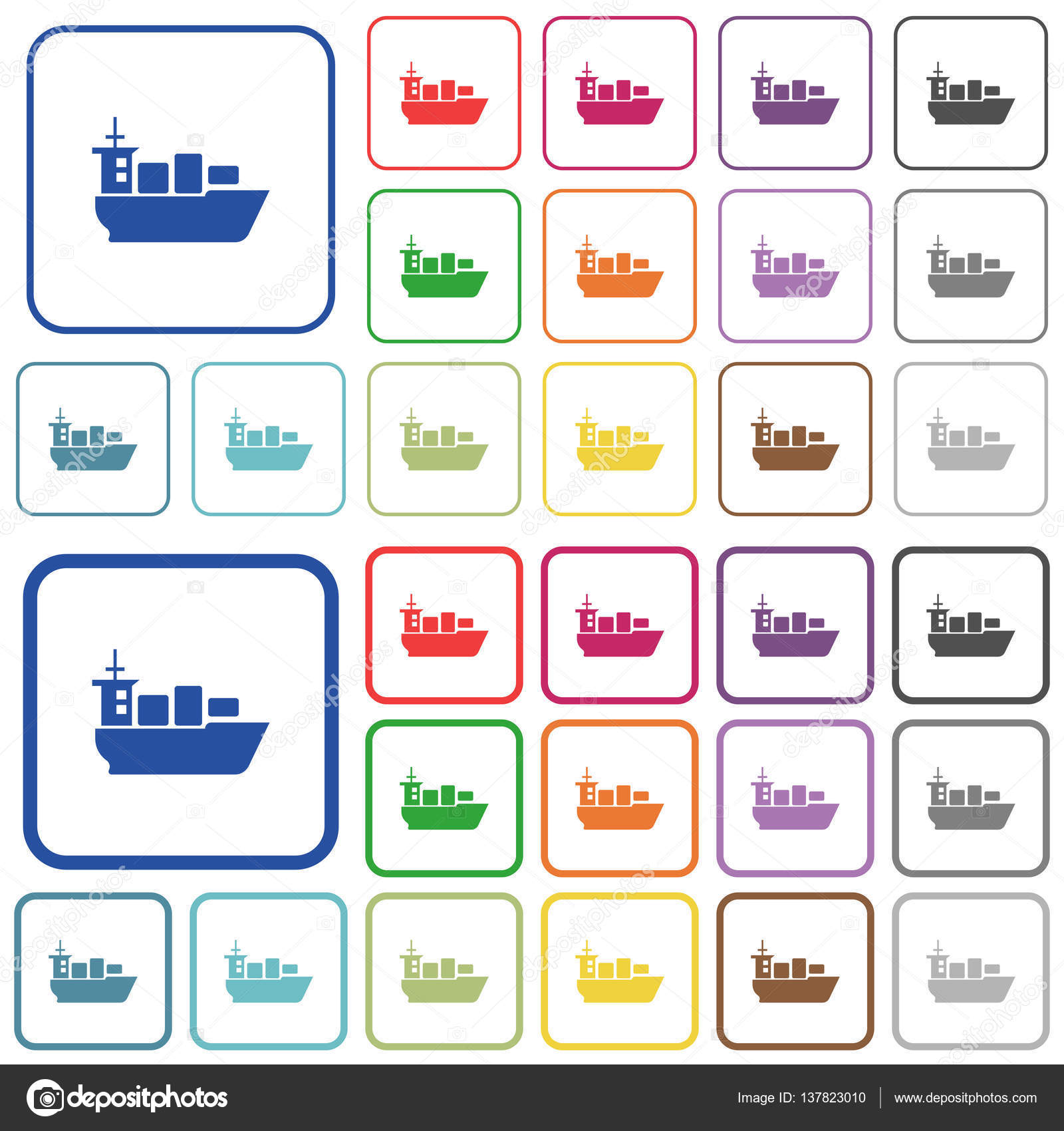 Sea transport outlined flat color icons Stock Vector Image by ...