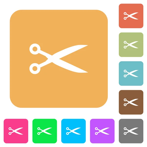 Cut Scissors Outline White Flat Icons Color Rounded Square Backgrounds ...