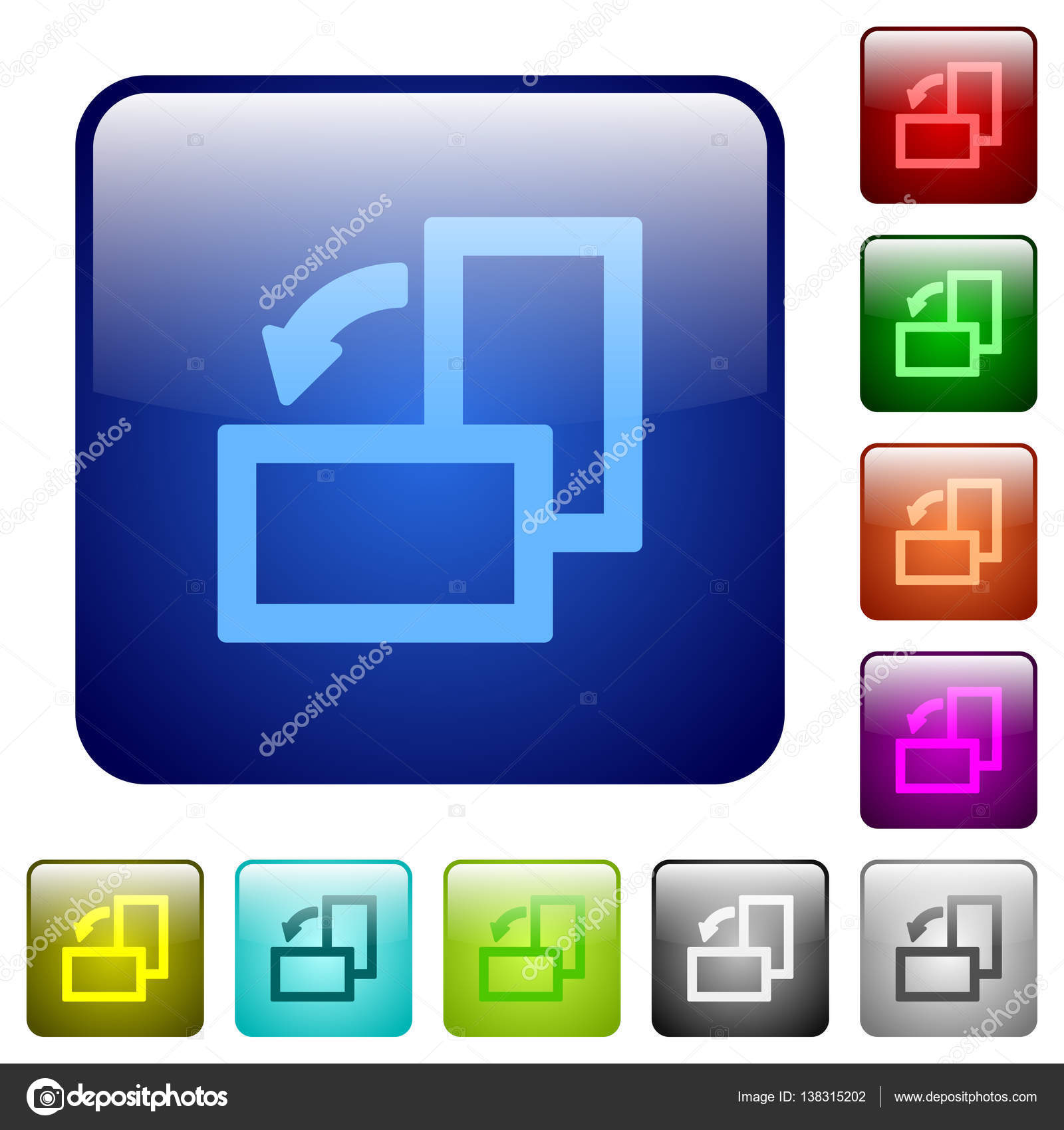Rotate Left Color Square Buttons Stock Vector By ©renegadehomie 138315202